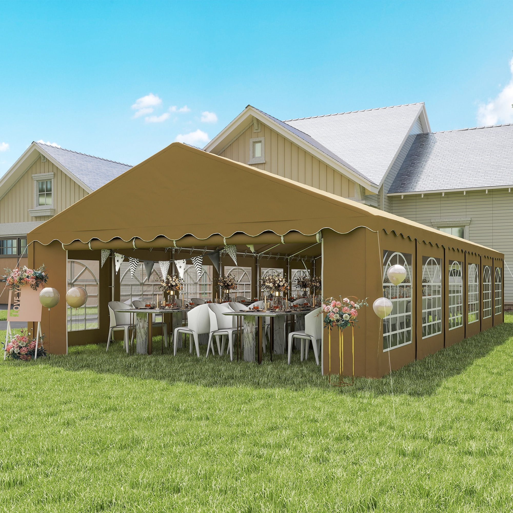 Outsunny 20' x 40' Heavy Duty Party Tent, Galvanized Outdoor Canopy ...