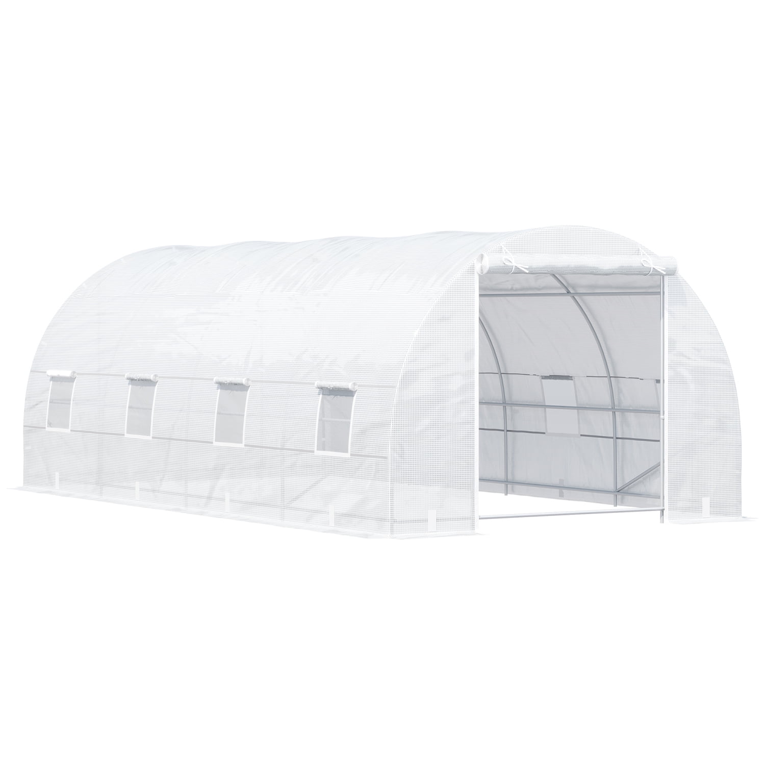 Outsunny 20x10x7 Greenhouse Kit Durable Build Roll-Up Windows Easy ...