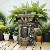 Outsunny 22.8" Outdoor Water Fountain, 3-Tier Floor Standing Resin ...