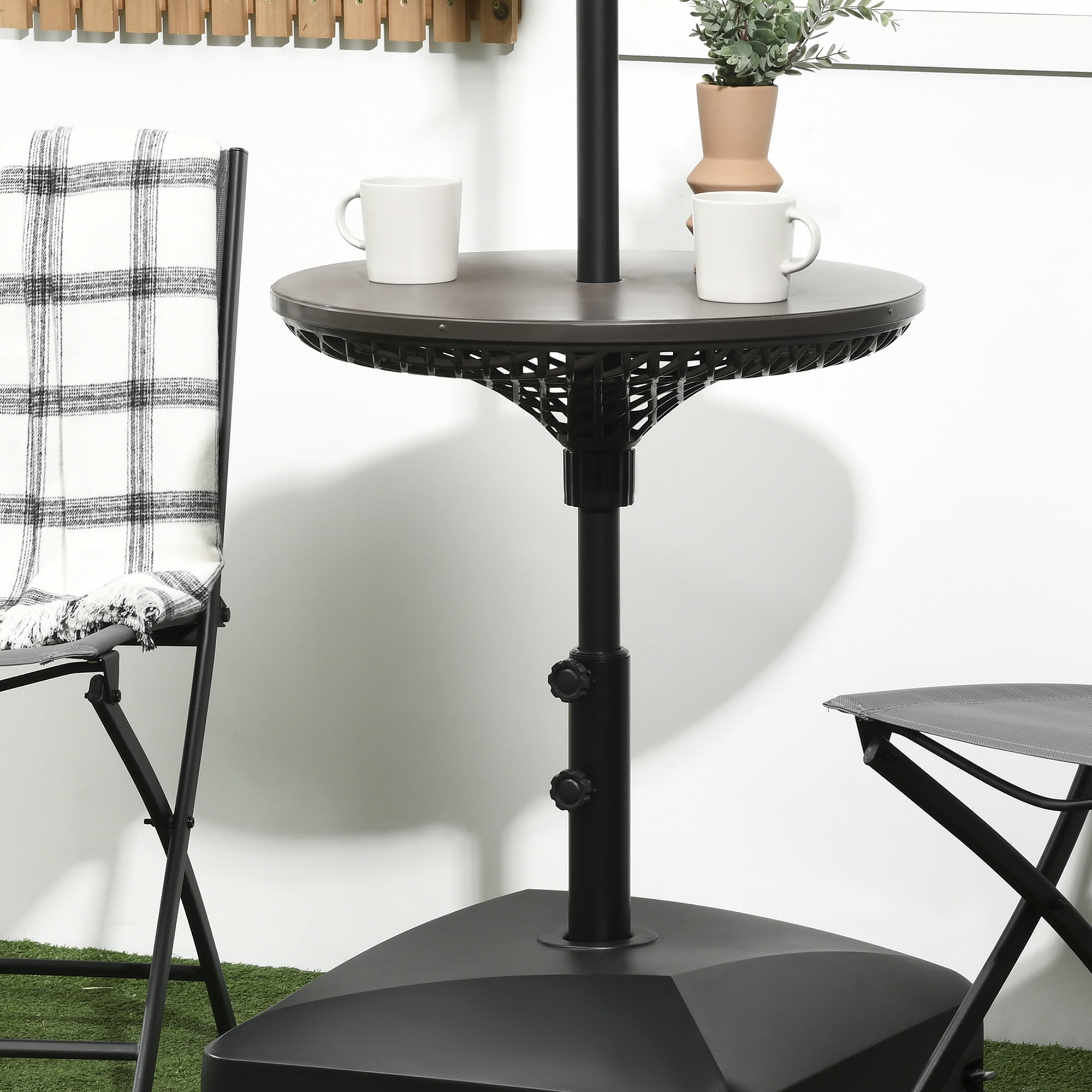 Outsunny 23" Umbrella Table Tray, Portable Round Umbrella Table Top ...