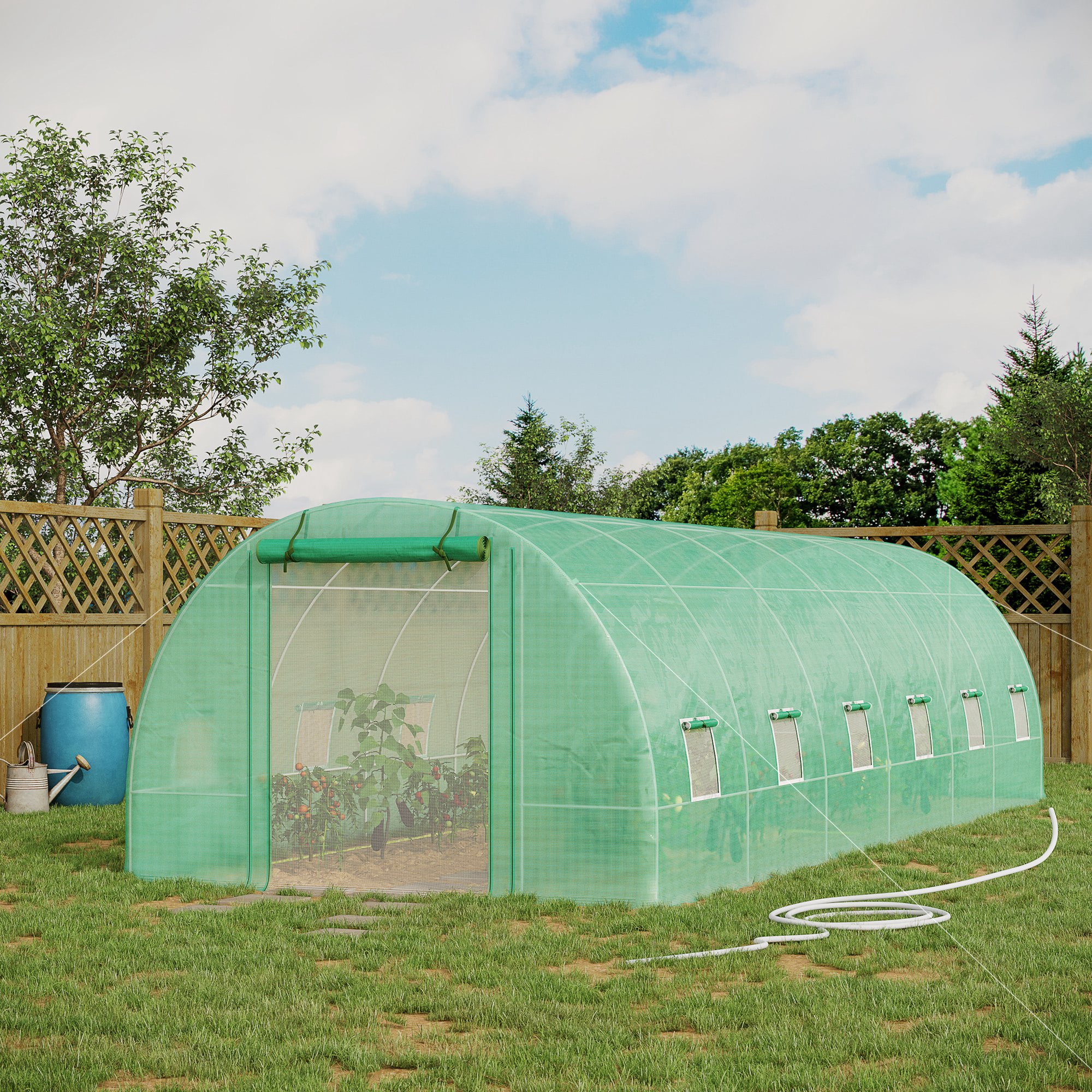 Outsunny 26' x 10' x 6.6' Walk-In Tunnel Greenhouse for Backyard ...