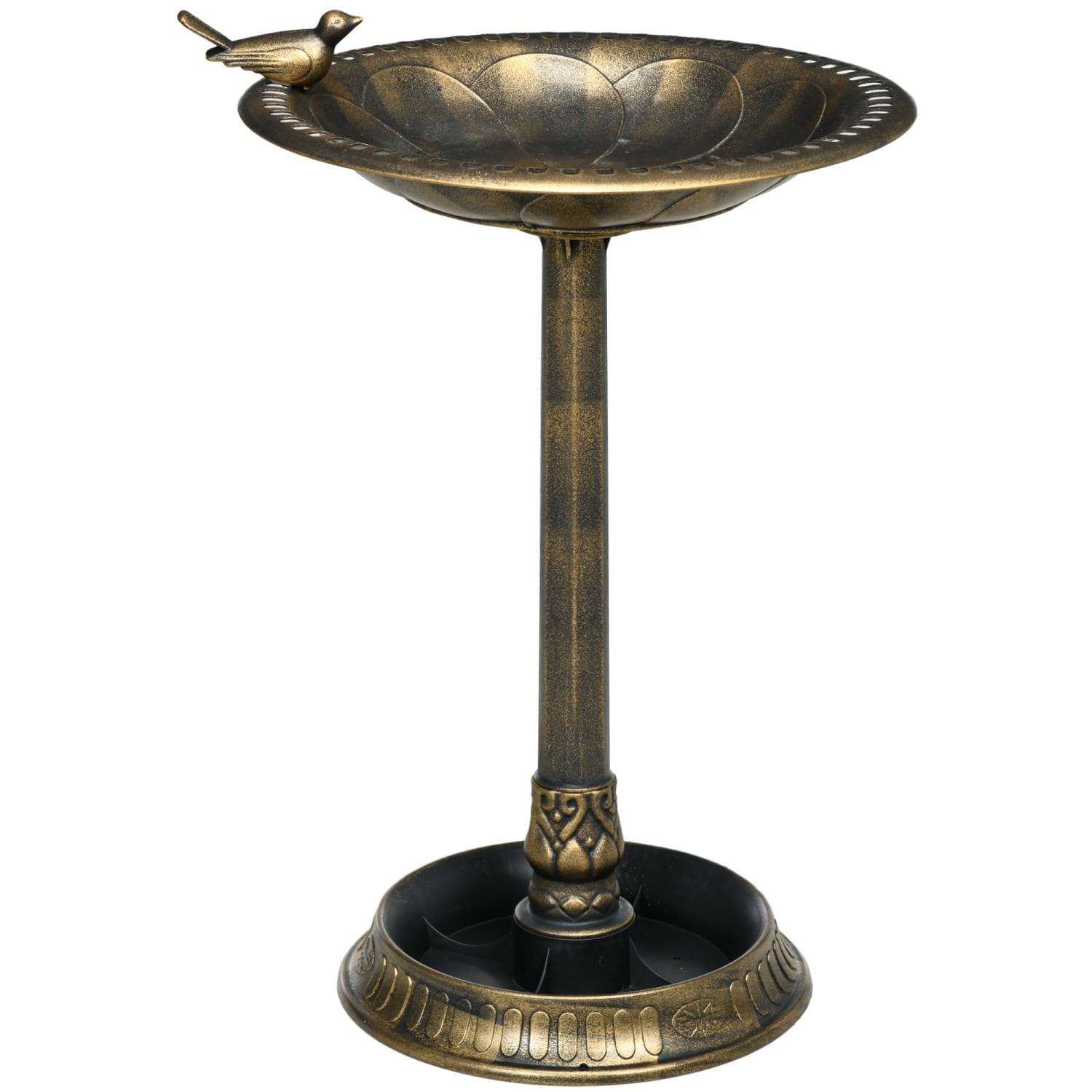 Outsunny 28” Antique Bird Bath with Pedestal Flower Planter Base ...