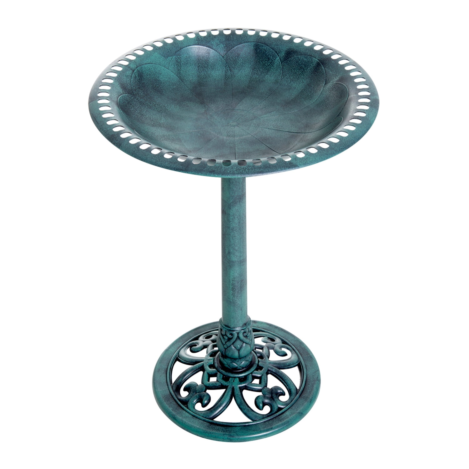 Outsunny 28‘‘ Bird Bath Outdoor Resin Decor with Fleur De Lis Pattern ...