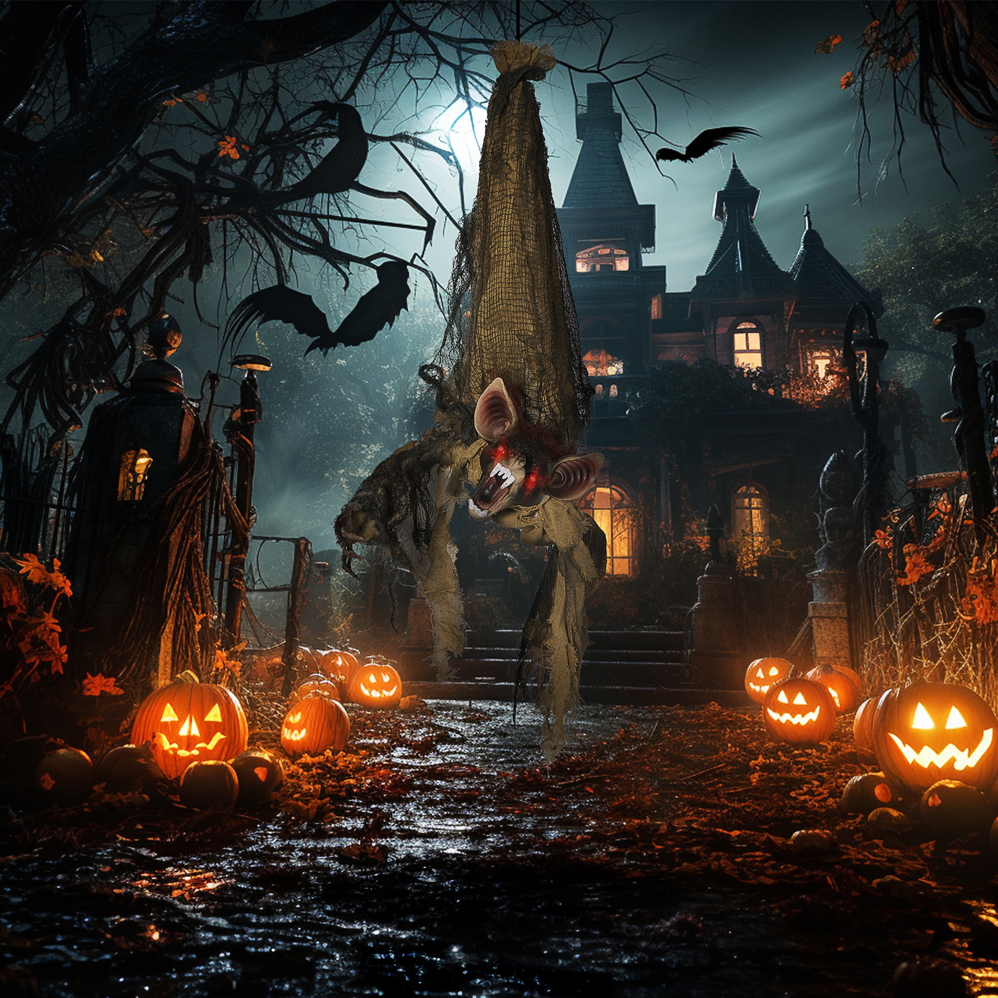 Outsunny 28" Outdoor Animated Yard Scary Halloween Decorations Hanging ...