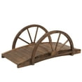Outsunny 3.3ft Wooden Garden Bridge Arc Footbridge with Half-Wheel ...
