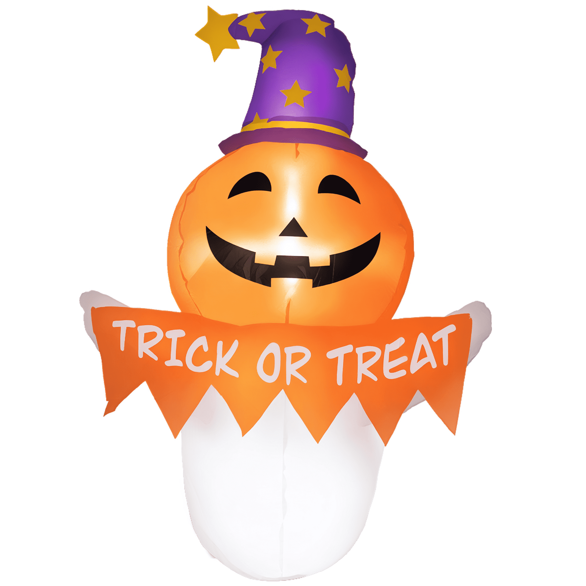 Outsunny 3.4ft Halloween Inflatables Window Sticker Ghost with Orange ...