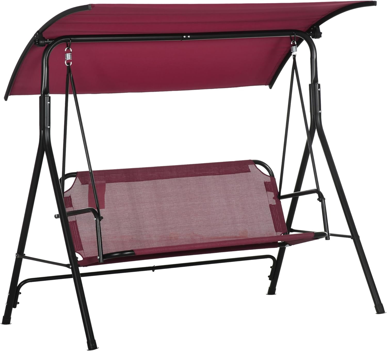 Outsunny 3-Person Porch Swing with Stand, Outdoor Swing for Patio Porch ...