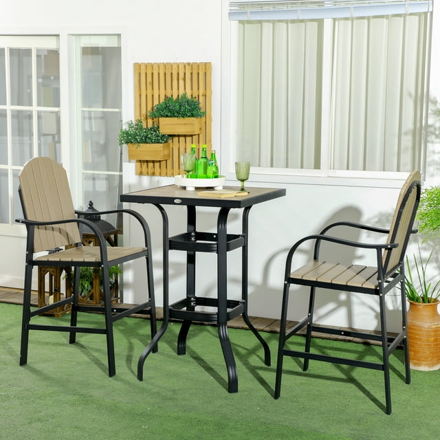 Outsunny Outdoor Furniture High Top Bistro Patio Table and Chairs Set ...
