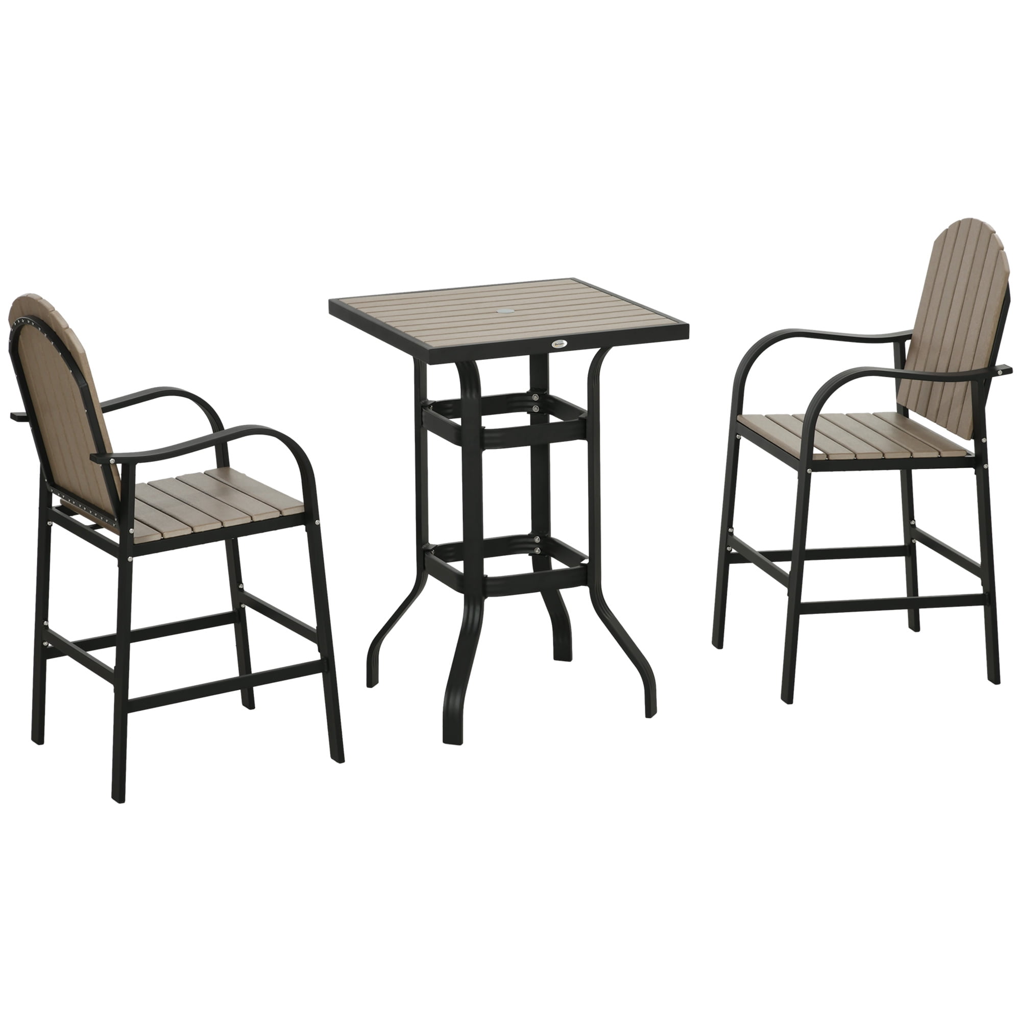 Outsunny 3 Piece Bar Height Patio Table and Chairs Set with Umbrella ...
