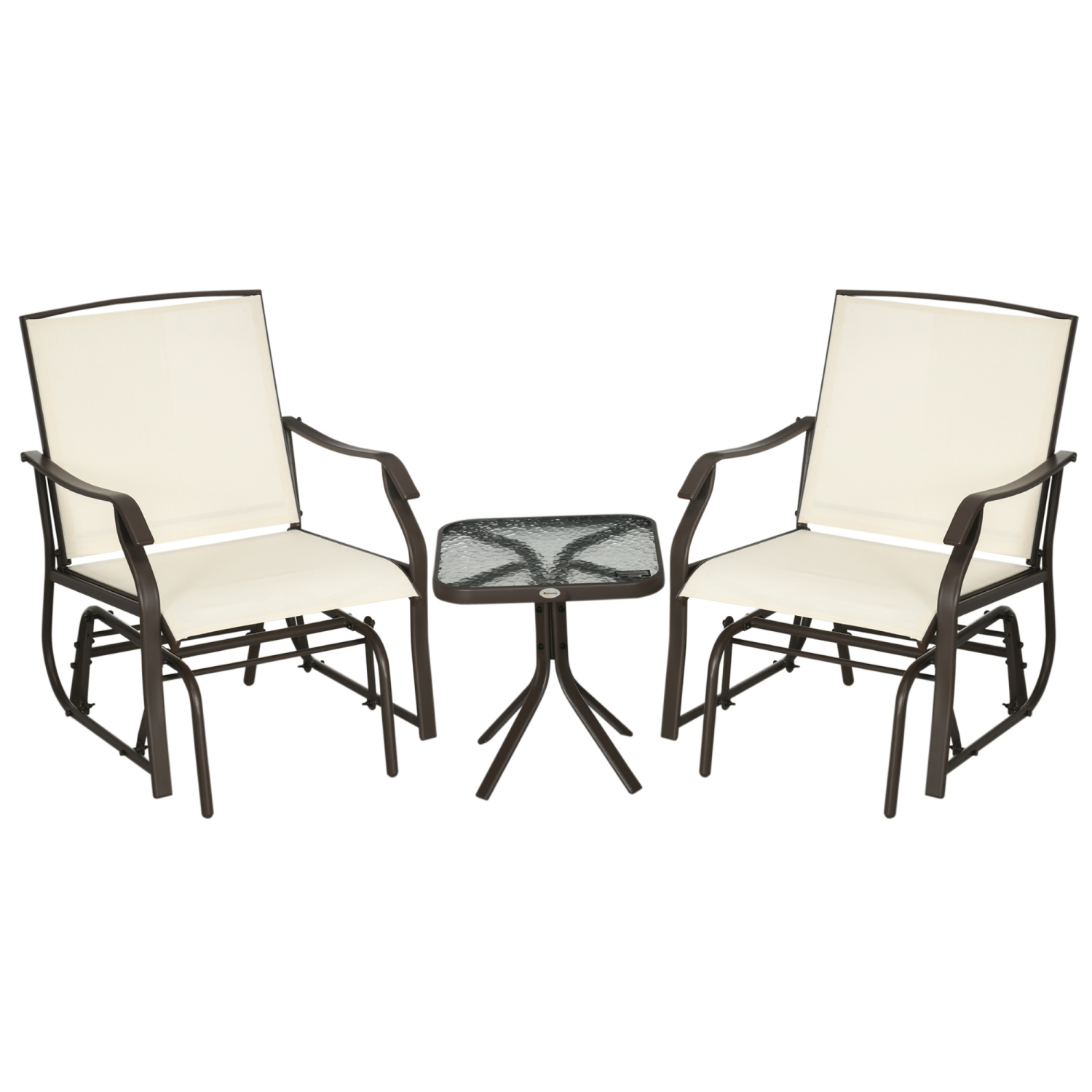 Outsunny 3-Piece Outdoor Glider Chair Set with Coffee Table 2 Rocking ...