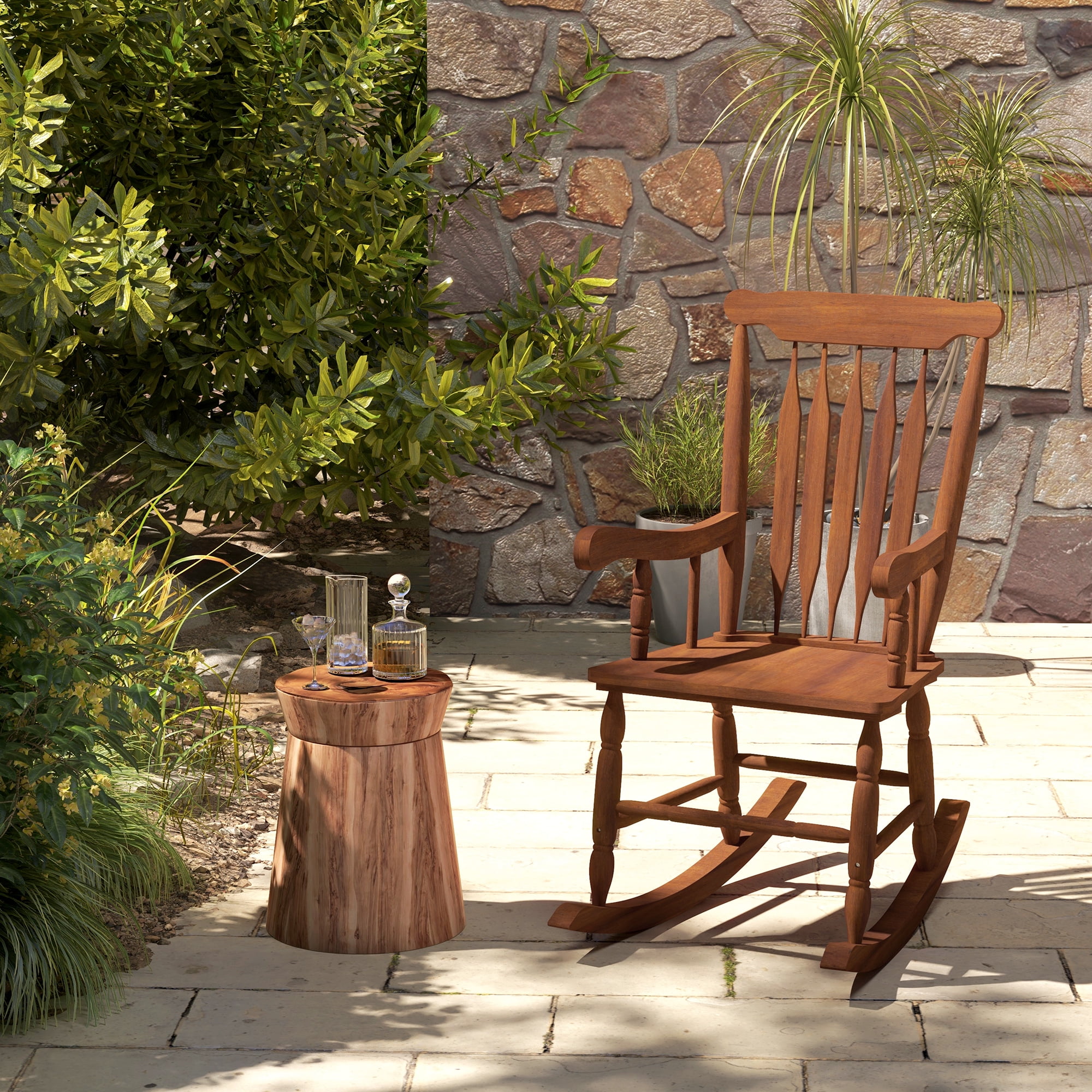 Free Shipping! Outsunny 350 lbs Outdoor Wood Rocking Chair with High ...