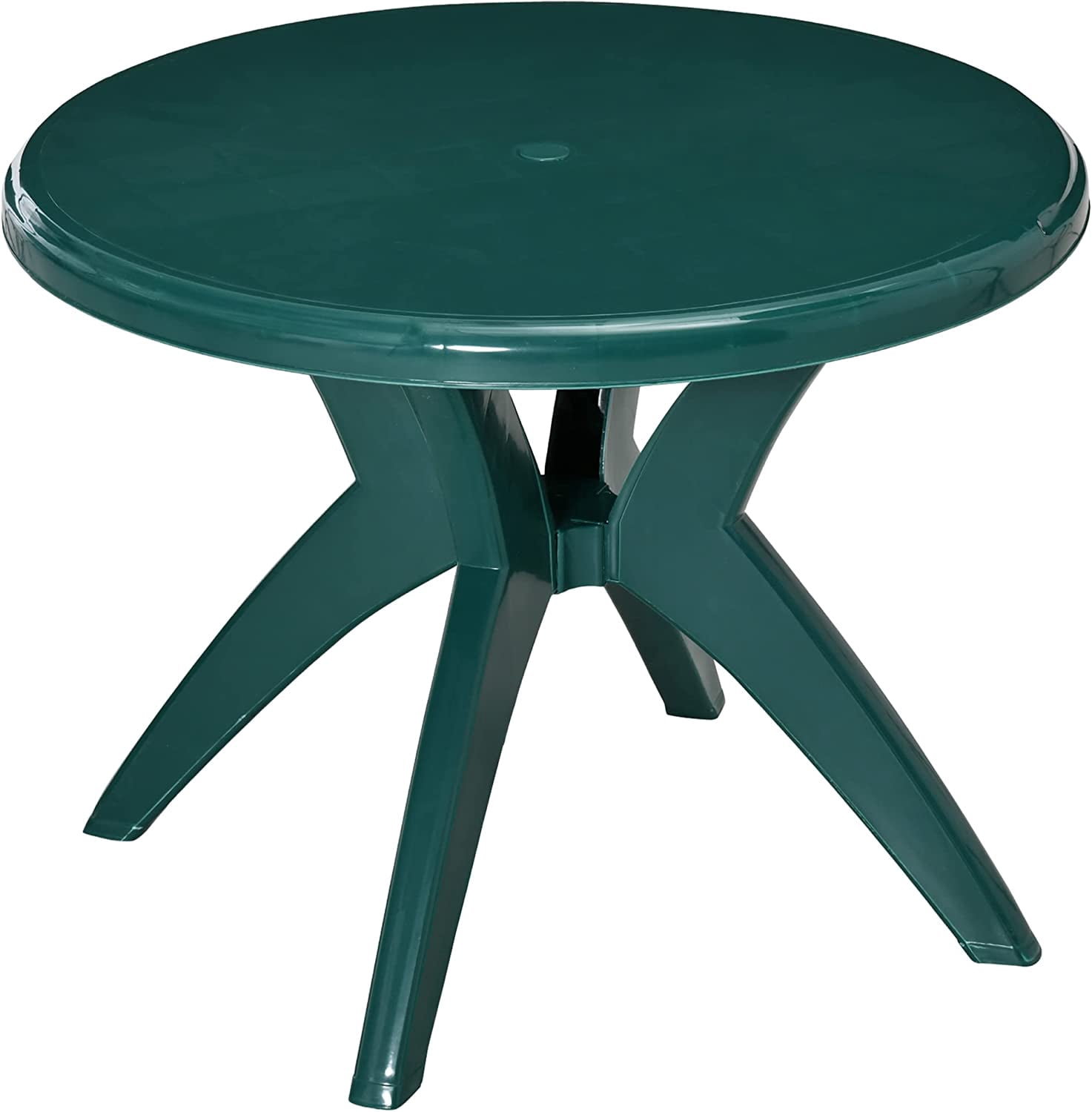 Outsunny 36.25" Dia Round Plastic Patio Table with Umbrella Hole ...