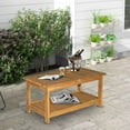 "Outsunny 36"" Outdoor Coffee Table, 2-Tier Acacia Wood, Rectangular ...