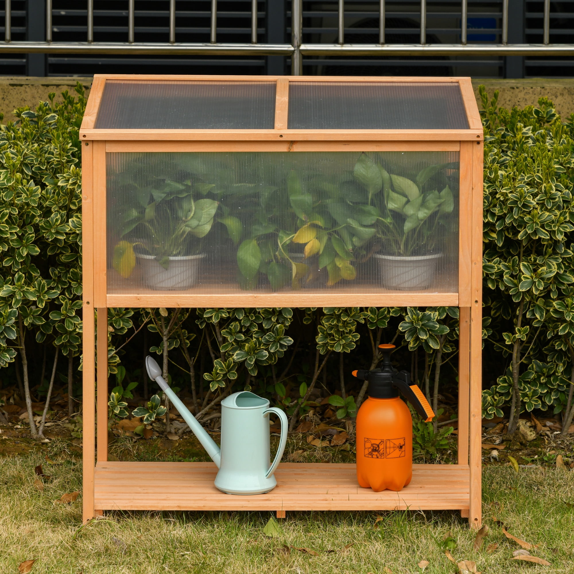 Outsunny 36" x 20" x 41" Wooden Greenhouse Raised Potted Plant ...