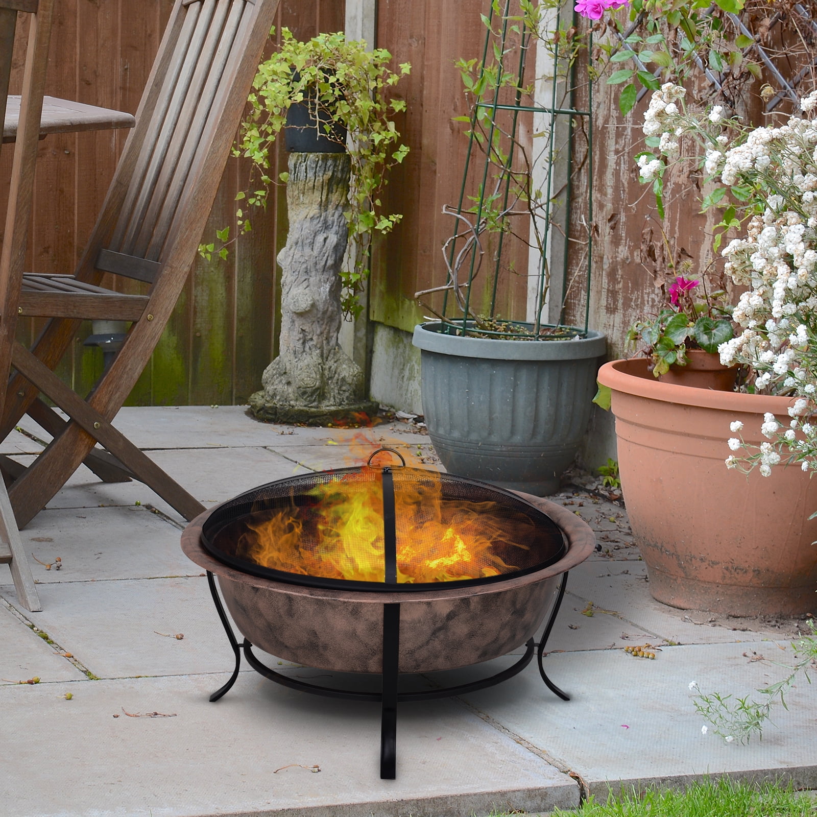 Outsunny Fire Pits for Hotel Outdoor Seating Ambiance - Walmart ...