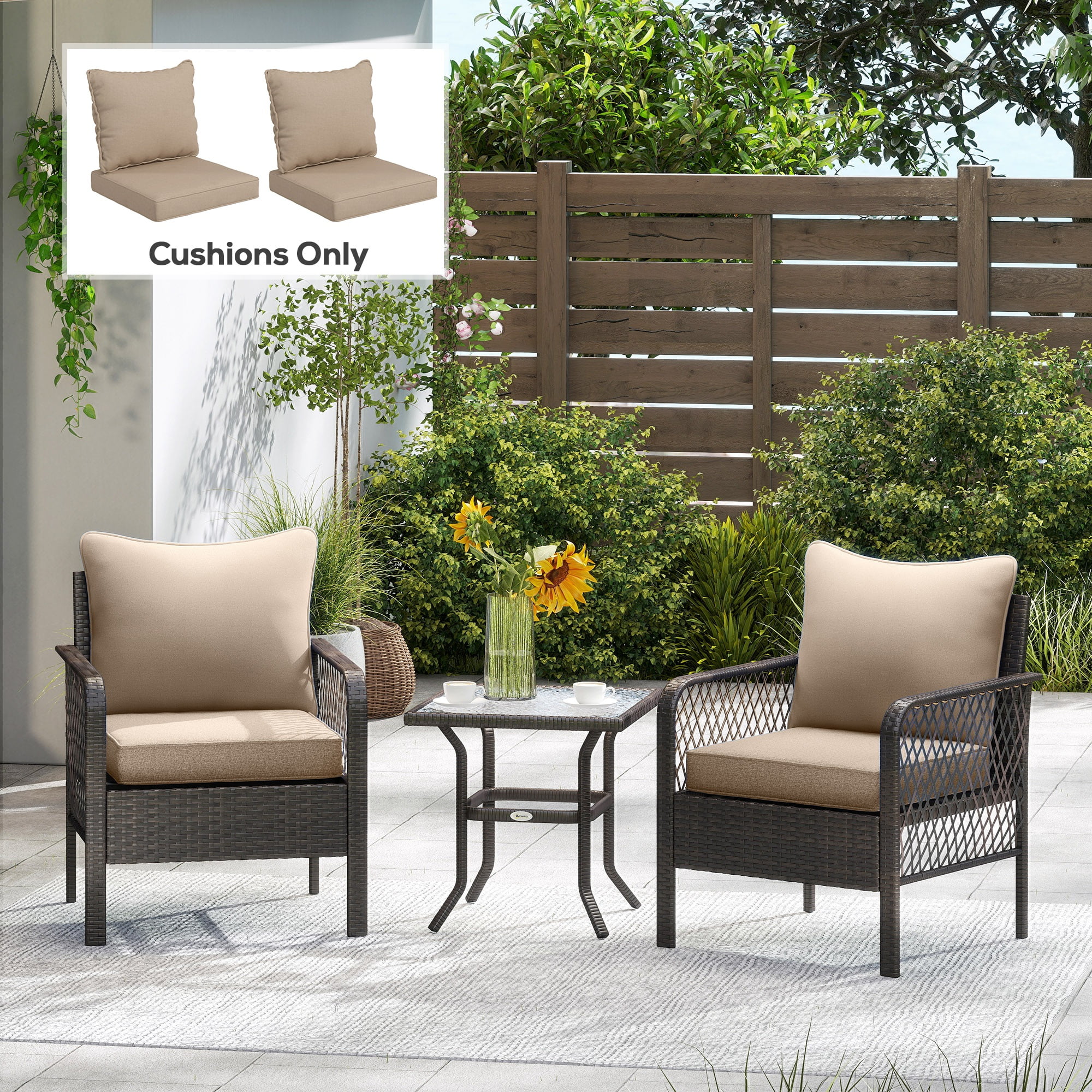 Outsunny Outdoor Patio Furniture Cushions Set, Cozy Backyard Summer ...