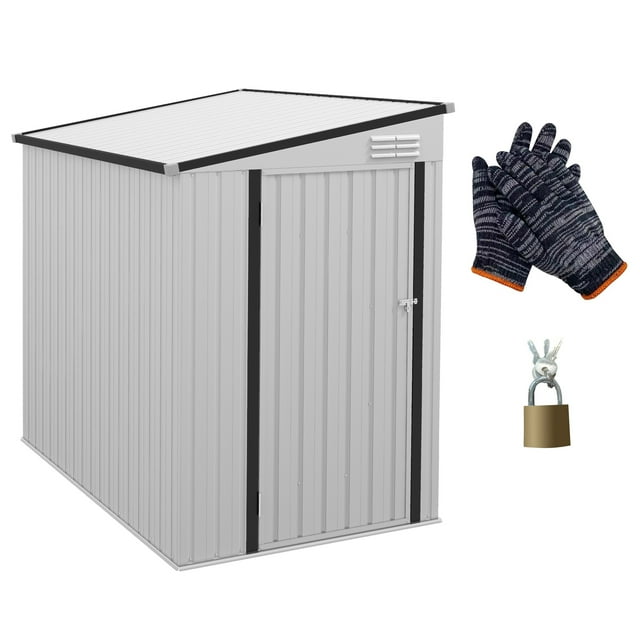 Outsunny 4' x 6' Storage Shed, Galvanized, Locking, White - Walmart.com