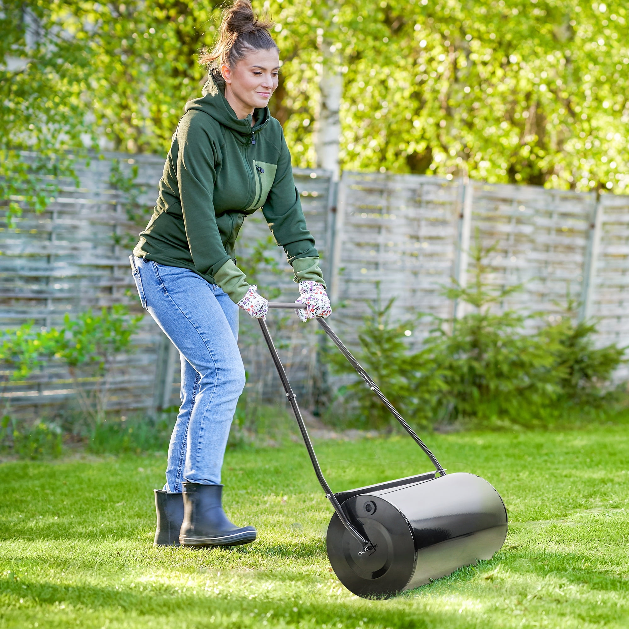 Outsunny 46L Lawn Roller, Push/Tow Behind Sod Roller with U Shaped ...