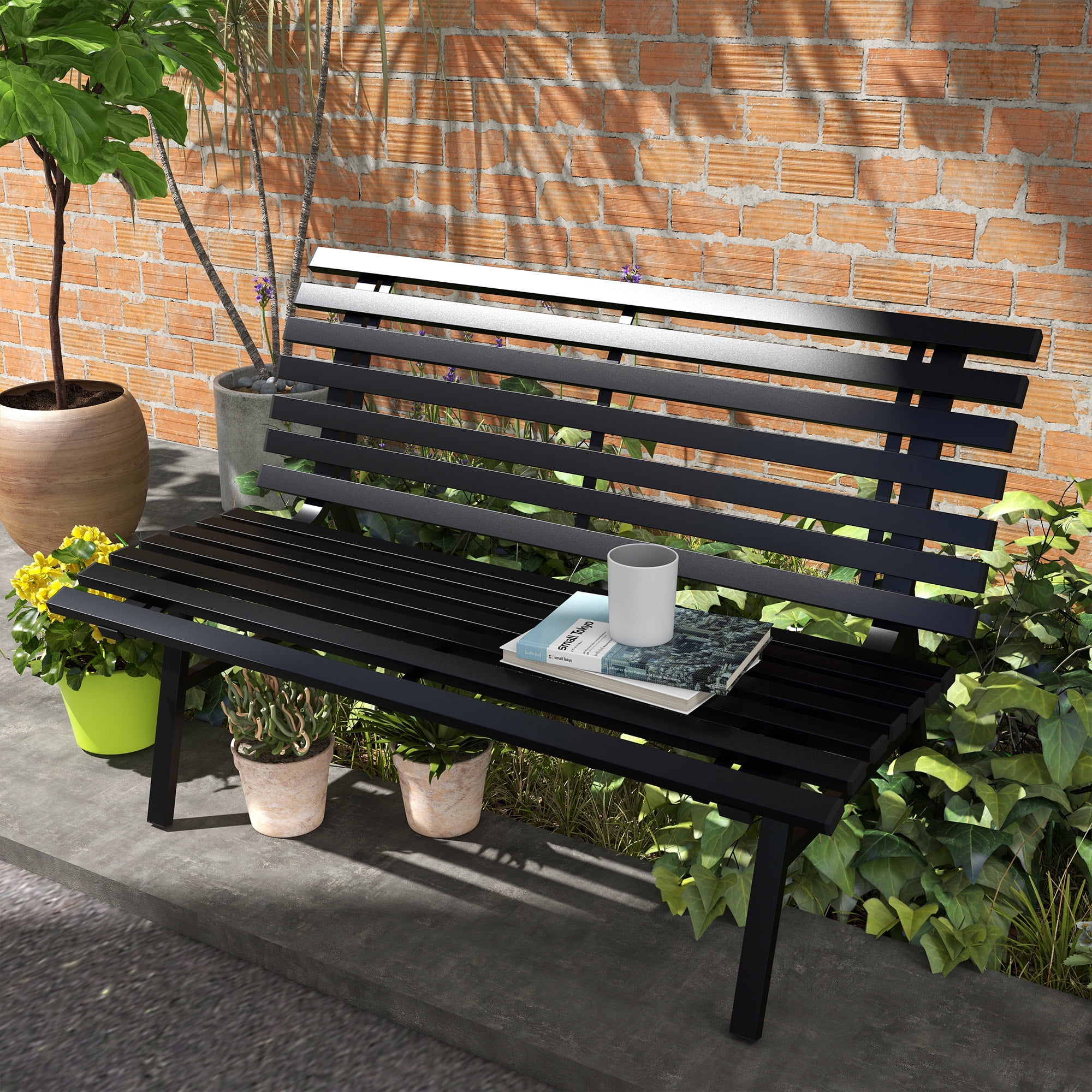 Outsunny 48.5" Garden Bench, Outdoor Patio Bench, Lightweight Aluminum ...