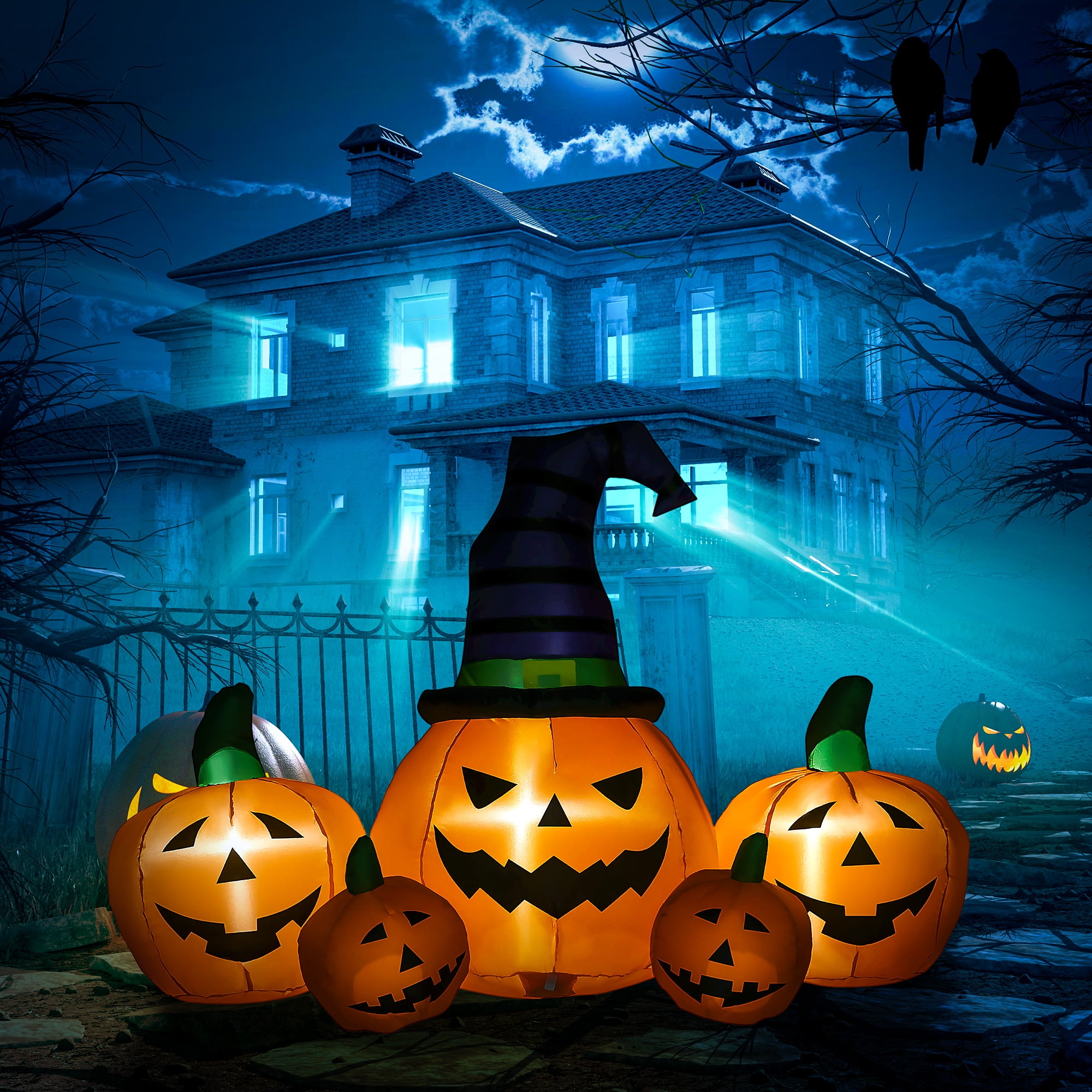 Outsunny 4ft Inflatable Halloween Pumpkin, Outdoor LED Display ...