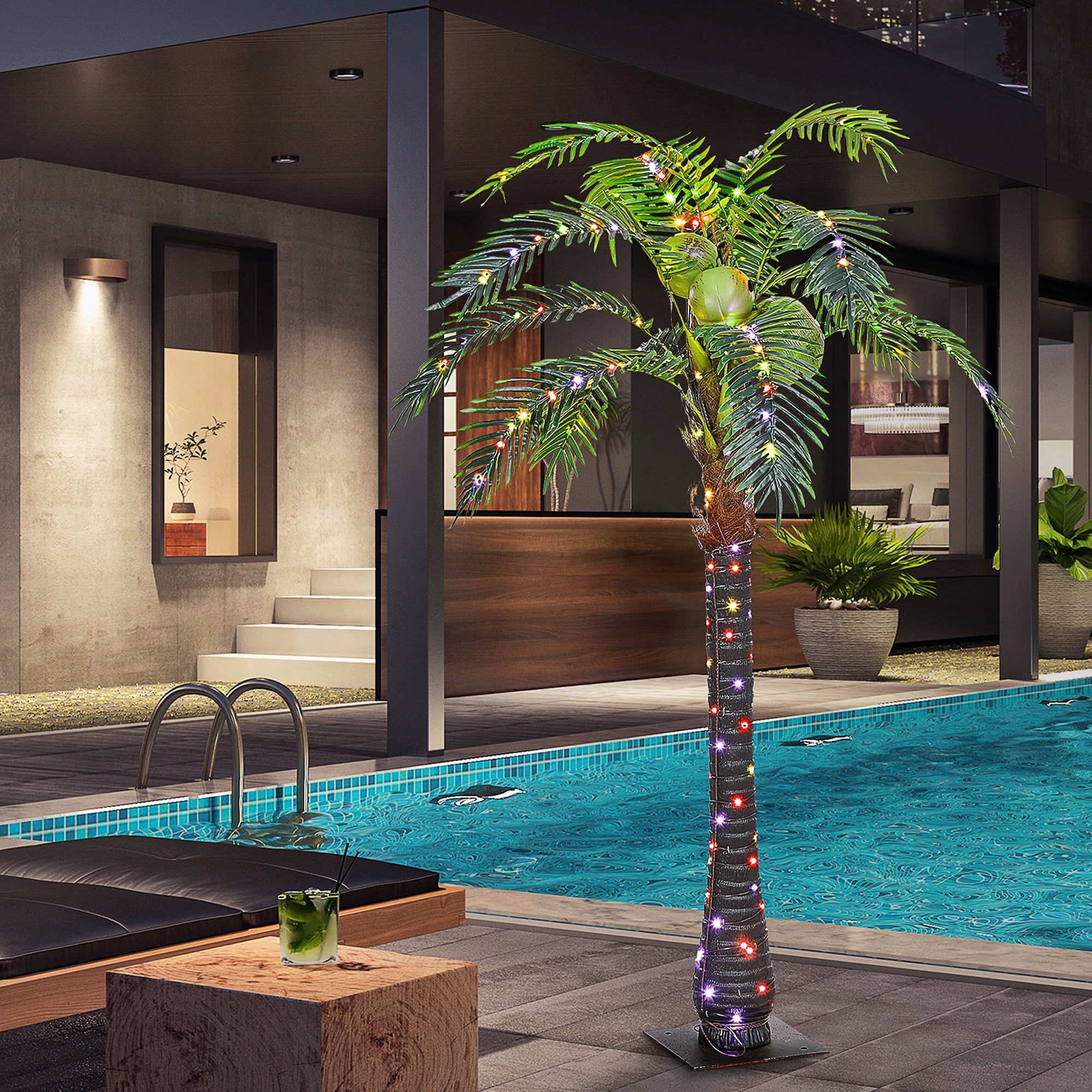 Outsunny 5' Lighted Palm Tree Light Up Artificial Palm Tree with Remote ...