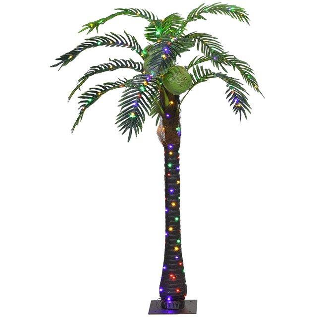 Outsunny 5' Lighted Palm Tree Light Up Artificial Palm Tree with Remote ...