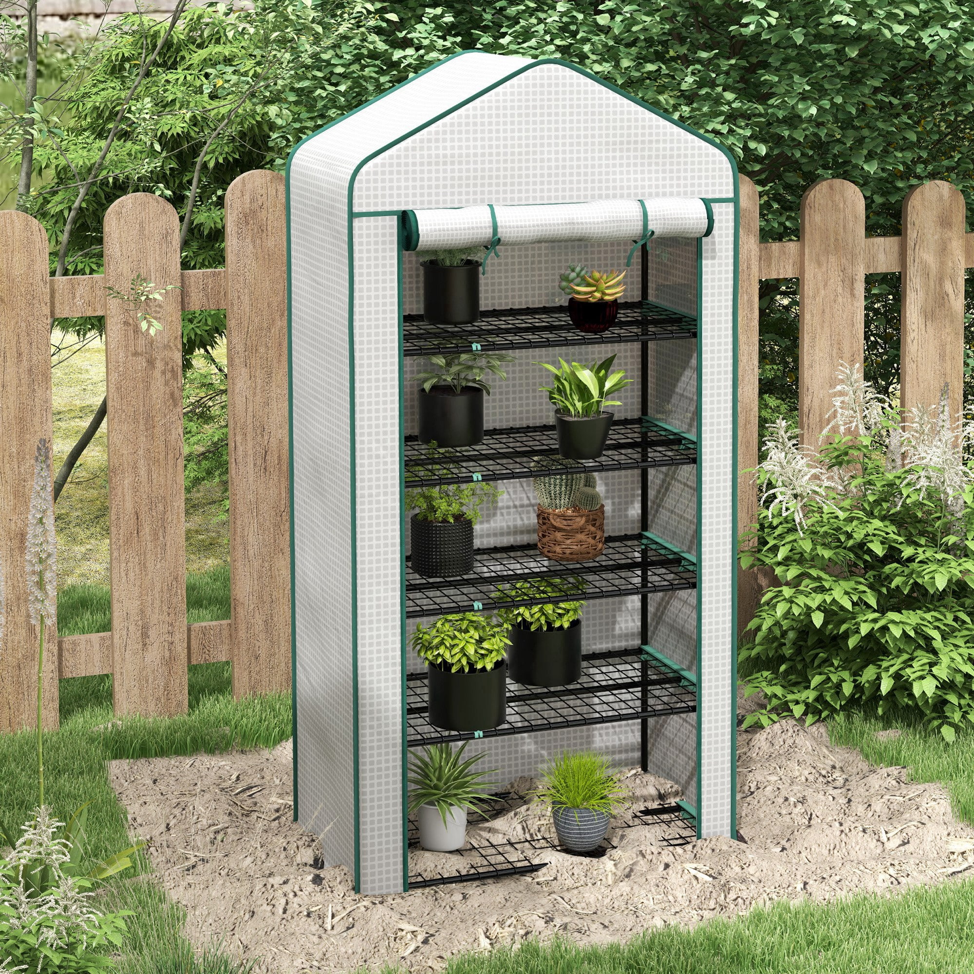 Outsunny 5 Tier Mini Greenhouse with Reinforced PE Cover, Small ...