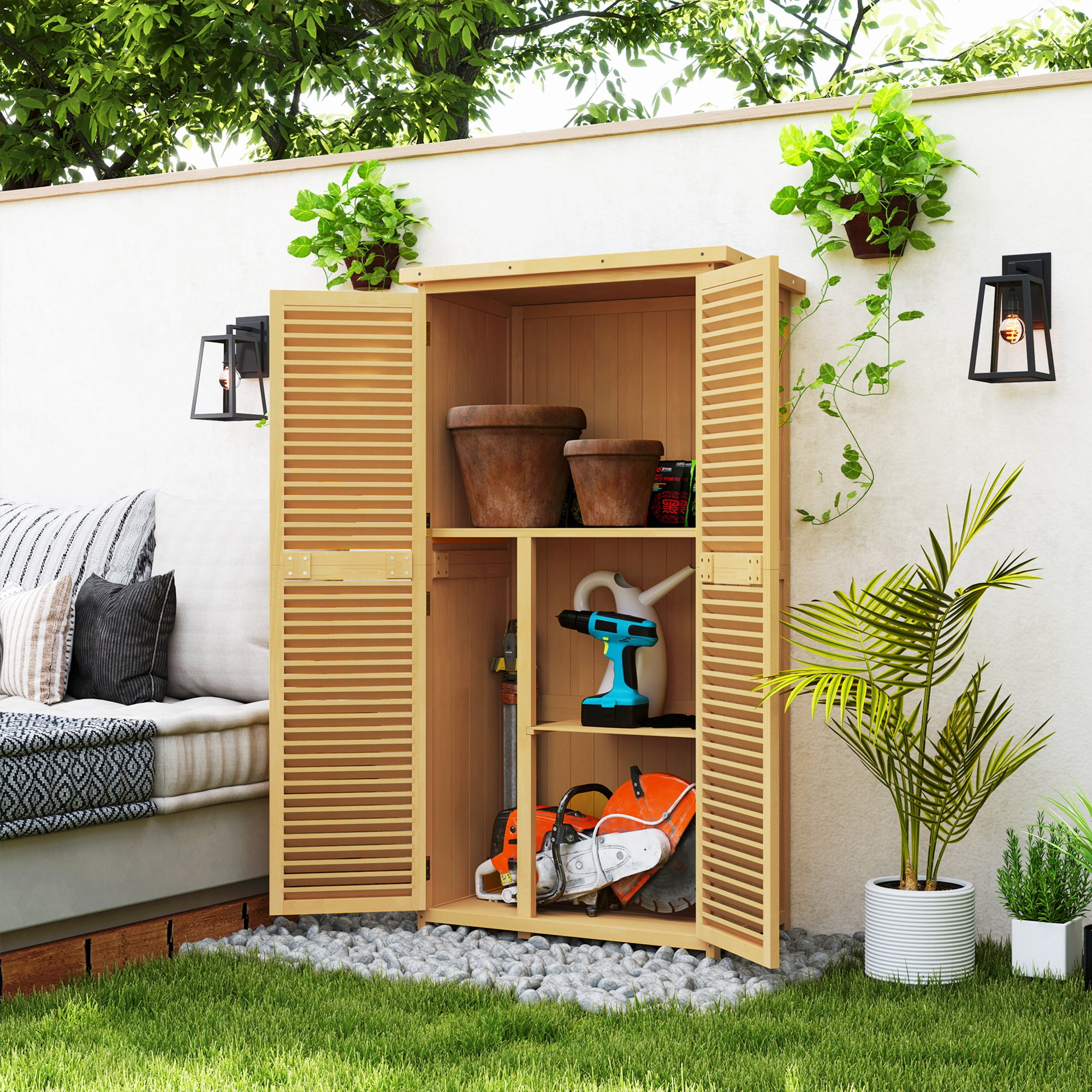Outsunny 5' x 3' Wooden Garden Storage Shed, Sheds & Outdoor Storage ...