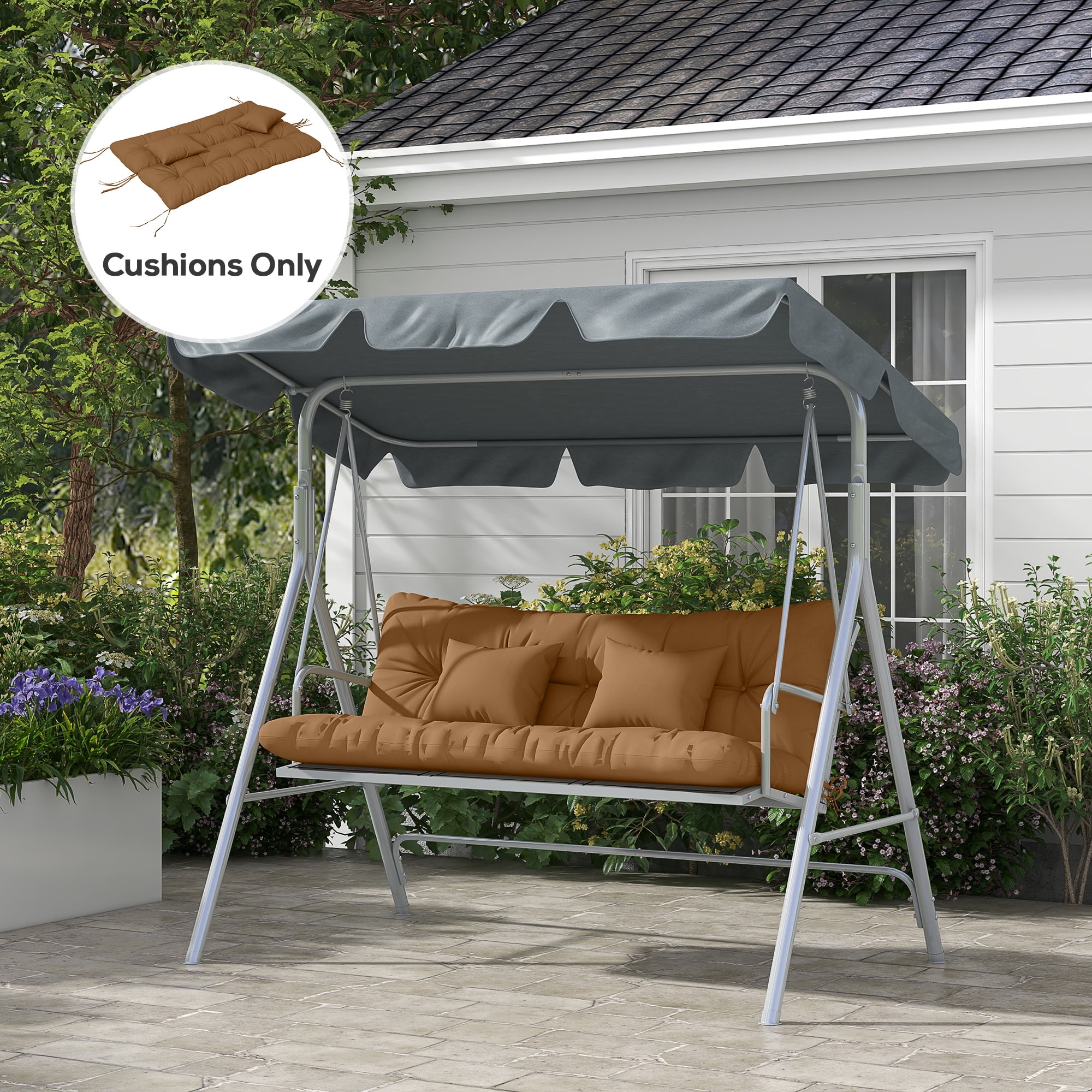 Outsunny, Outdoor Bench Cushions & Throw Pillows, 59" Size, Tan ...