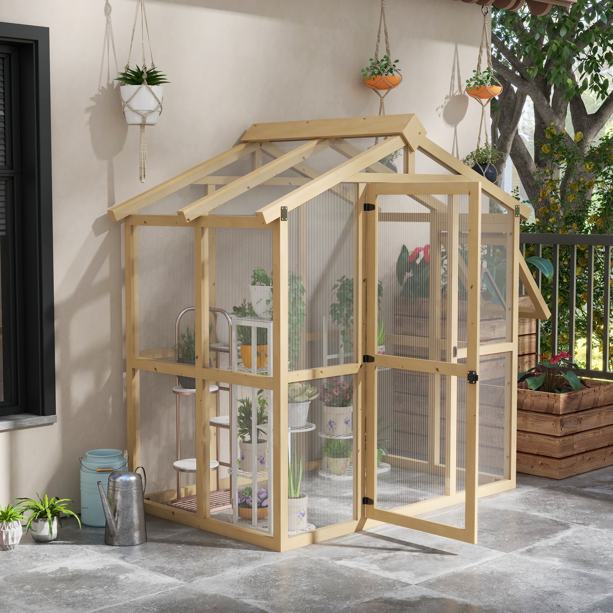 Outsunny 6.5' x 4' x 6.7' Walk-in Polycarbonate Greenhouse with ...
