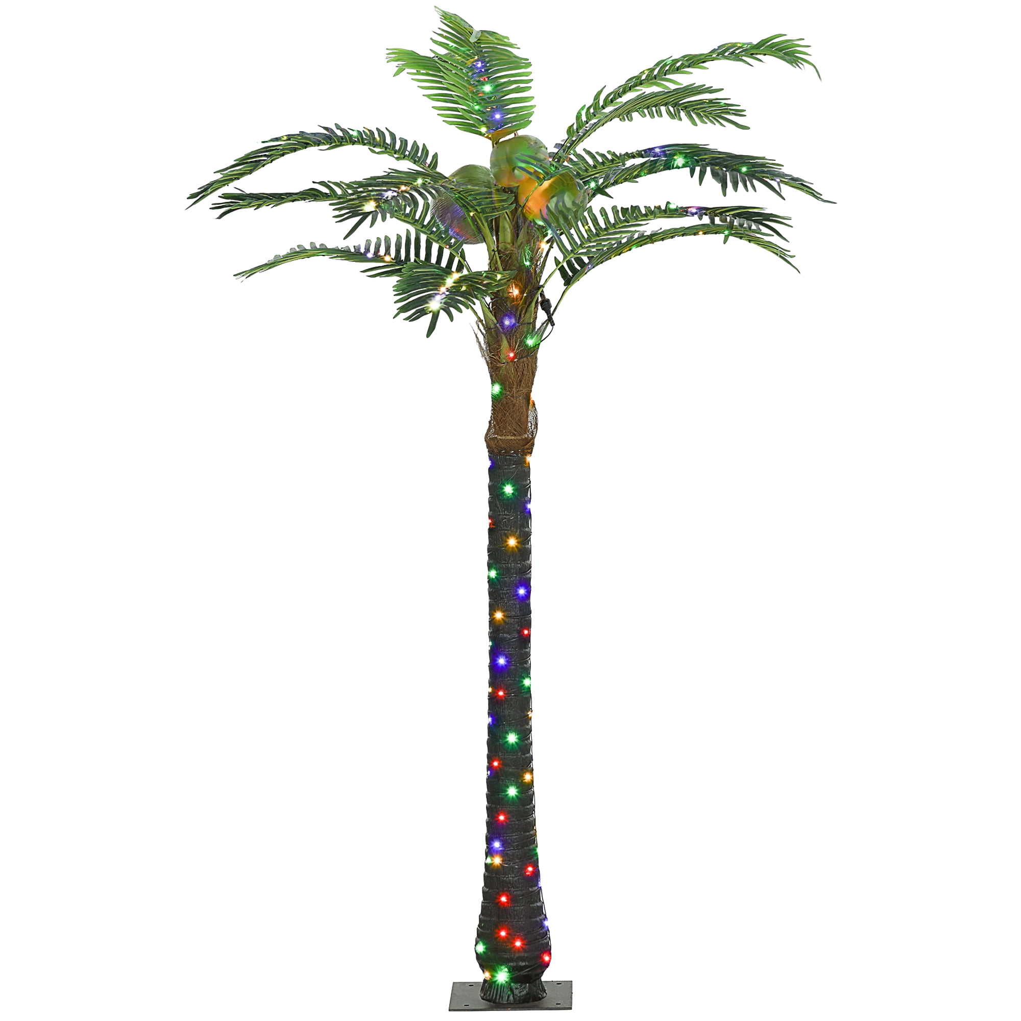 Outsunny 6' Artificial Lighted Palm Tree with 3 Coconuts, 240 LED Light ...