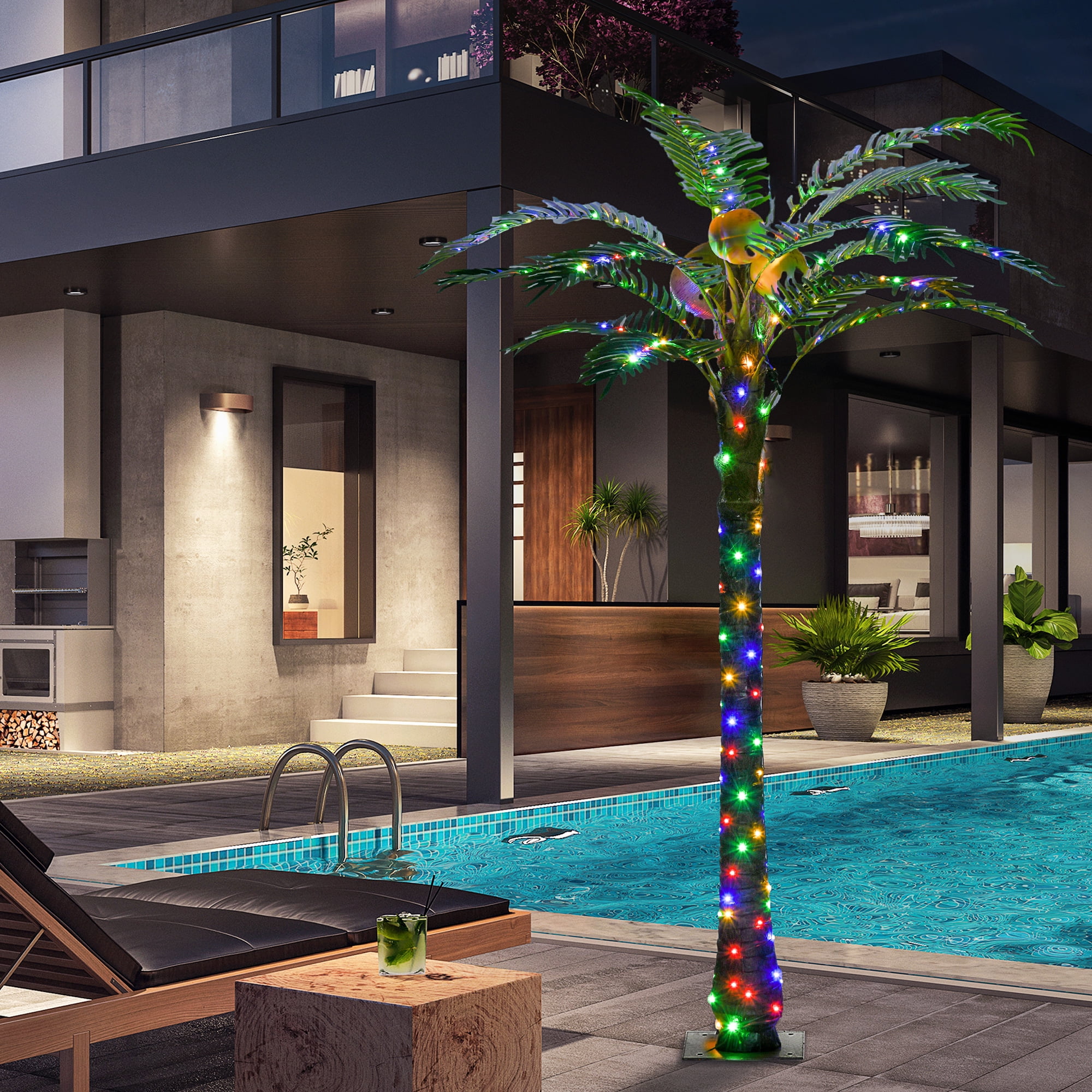 Outsunny 6' Lighted Palm Tree Light Up Artificial Palm Tree with Remote ...
