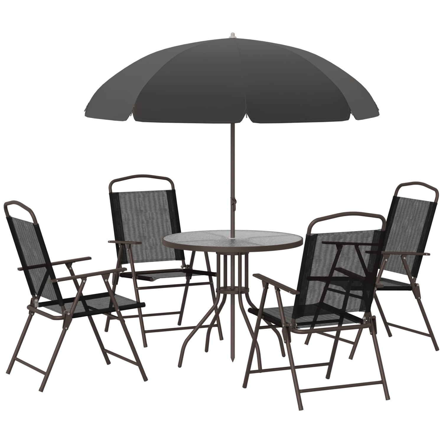 Outsunny 6 Piece Patio Dining Set for 4 with Umbrella Outdoor Table and ...
