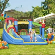 Costway Outdoor Inflatable Bouncer Water Slide Bounce House Splash Pool ...