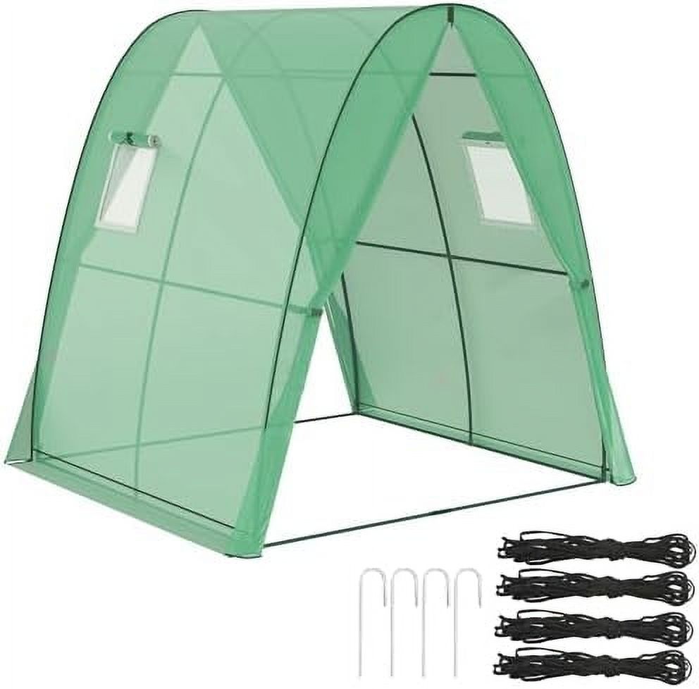 6' x 6' x 6.6' Hoop House Greenhouse with Sandbags and Hemmed PE Cover ...