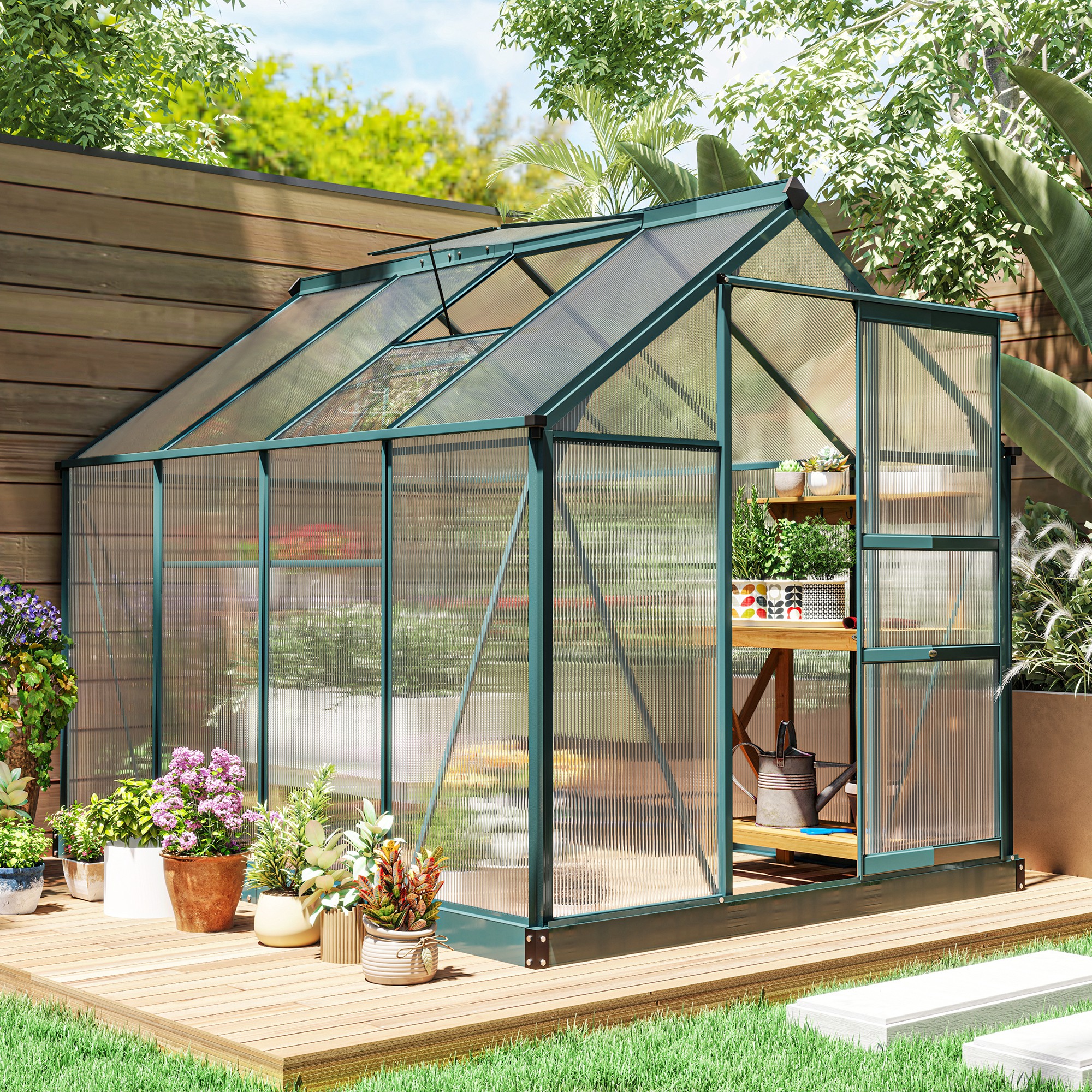Outsunny 6 2 X 8 3 X 6 6 Polycarbonate Greenhouse Heavy Duty