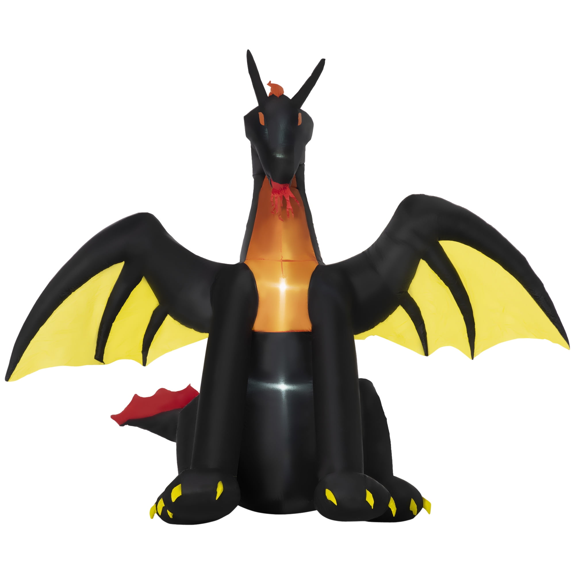 Outsunny 6ft Inflatable Halloween Giant Animated Fire & Ice Dragon with ...