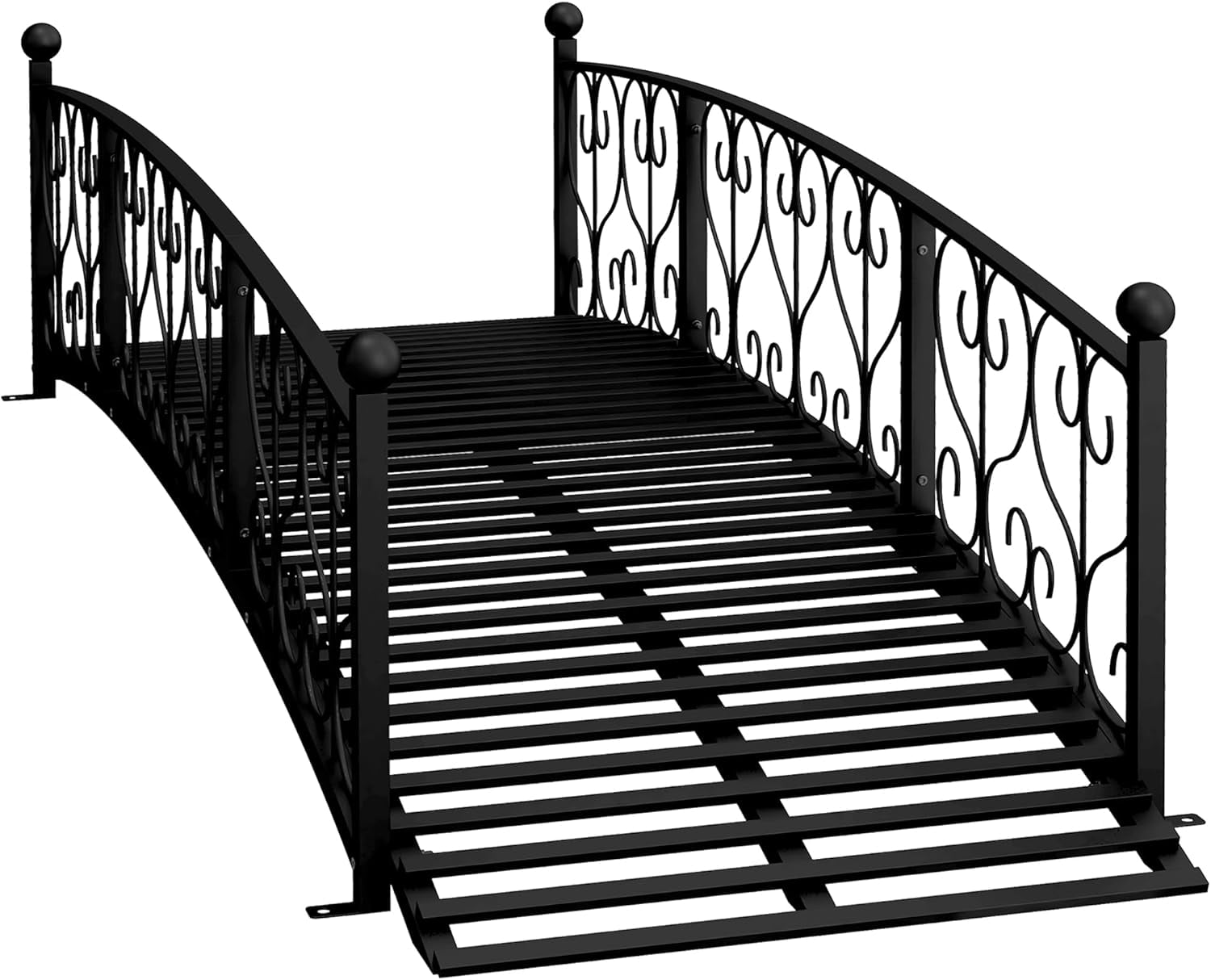 Outsunny 7' Metal Arch Garden Bridge with Safety Siderails, Decorative ...