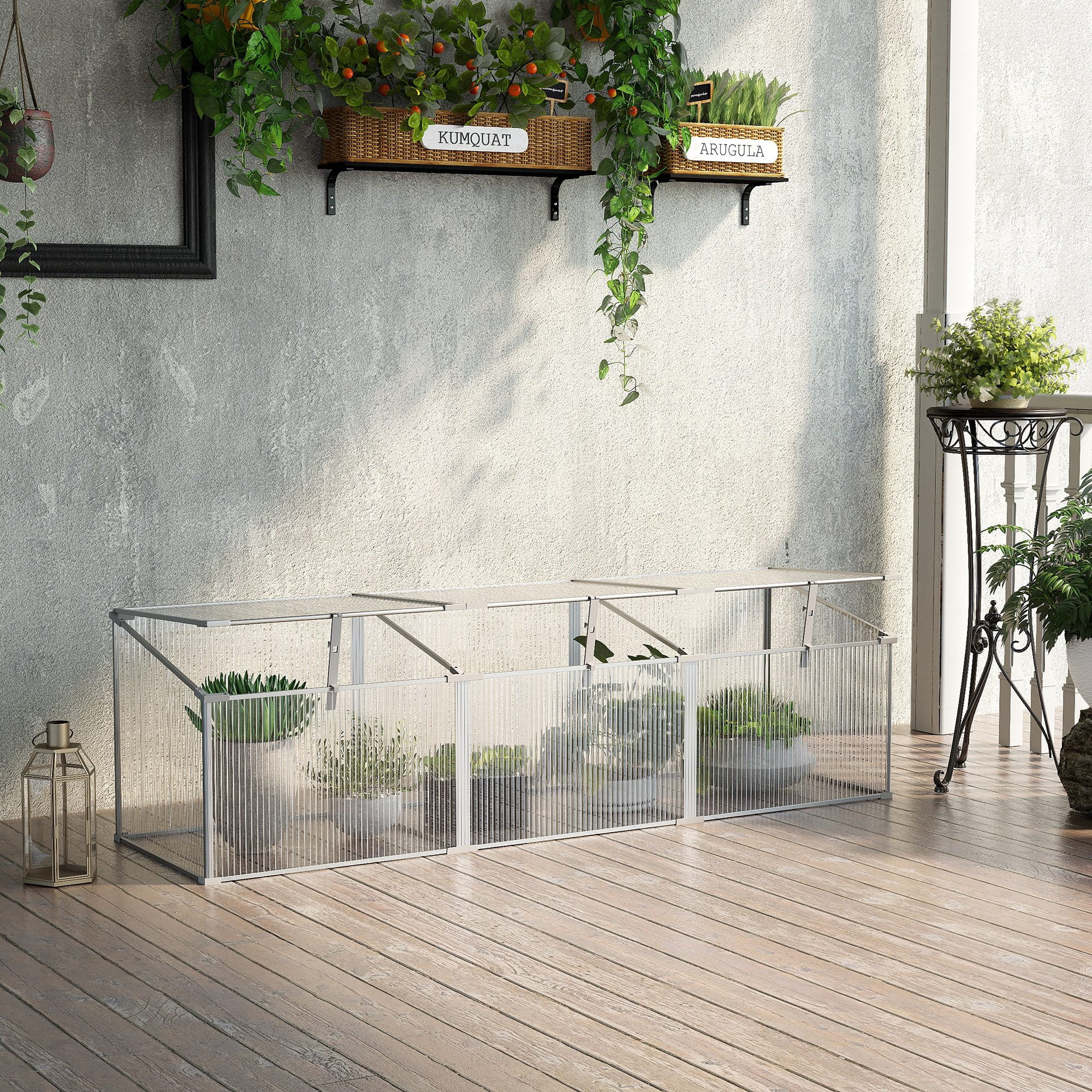 Outsunny 71" Aluminum Vented Cold Frame Mini Greenhouse Kit with ...