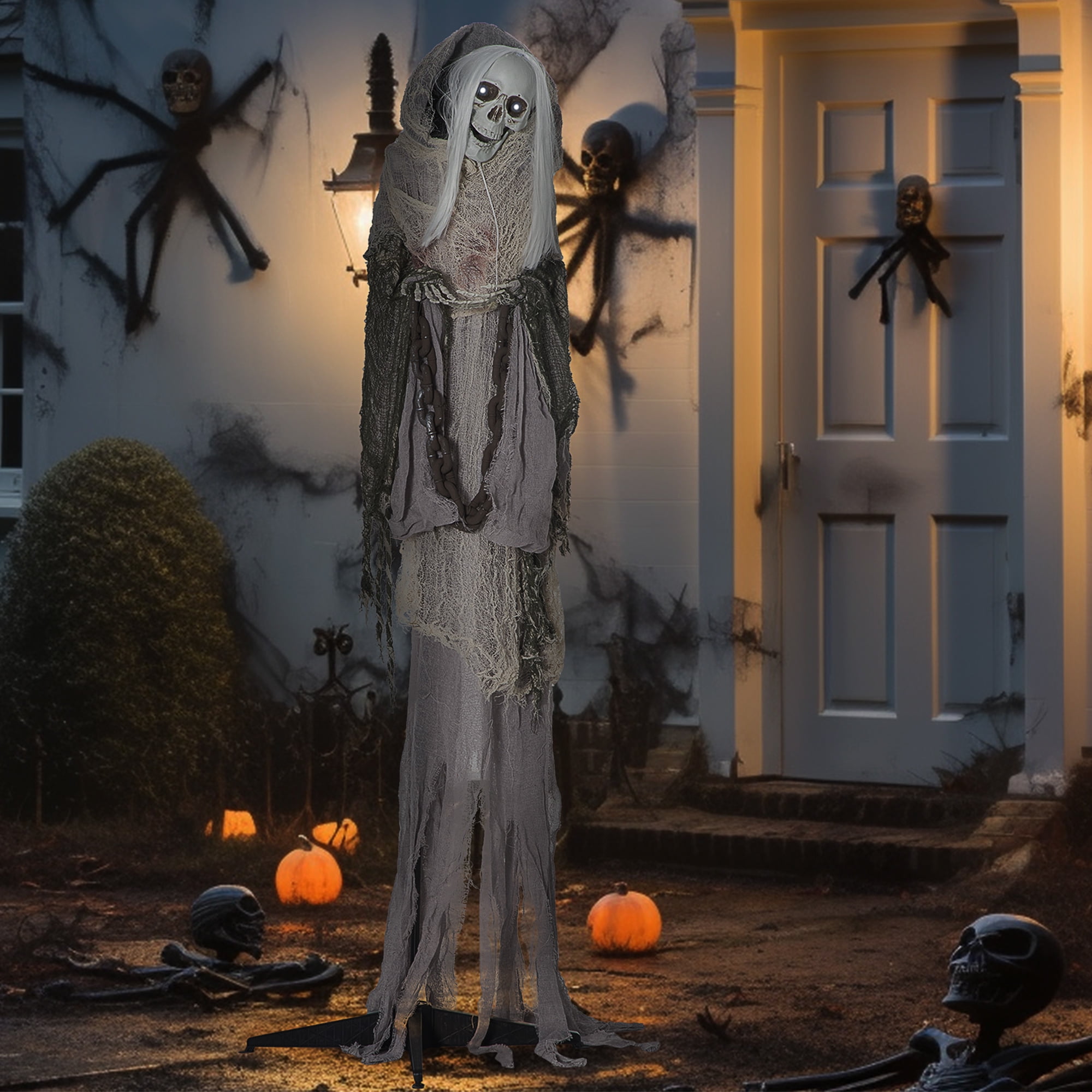 Outsunny 74" Life Size Outdoor Halloween Decorations Skeleton Witch ...