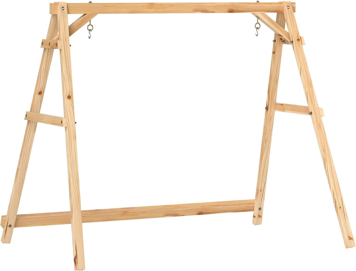 Outsunny 770lbs Porch Swing Frame, Heavy Duty A-Frame Wooden Swing ...