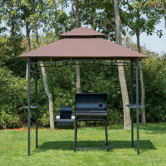 Outsunny 8' BBQ Grill Gazebo Canopy, 2 Tier, Flame Retardant, Large ...