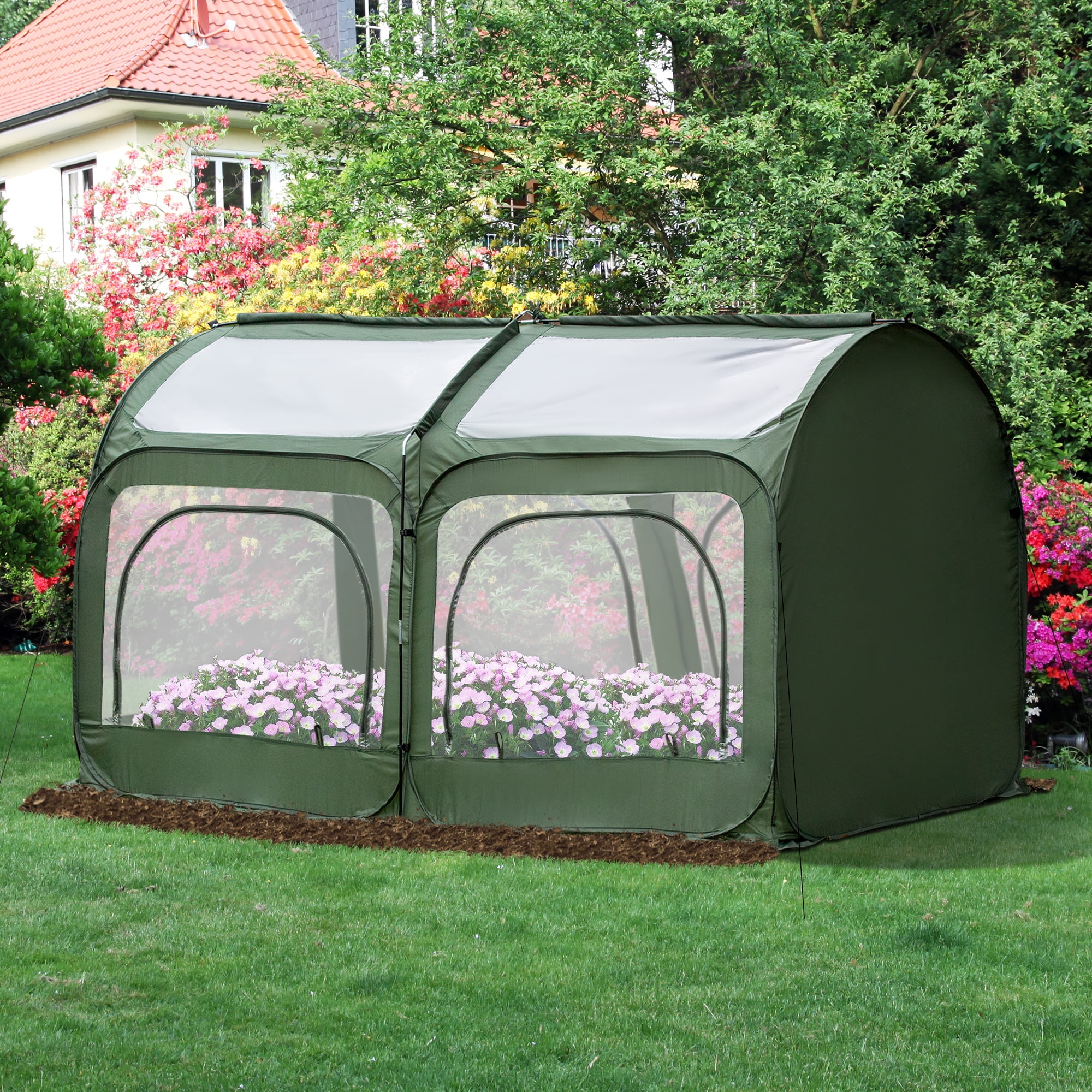 Outsunny 8'x4' Portable Pop-Up Greenhouse Tent with PVC Canopy for ...