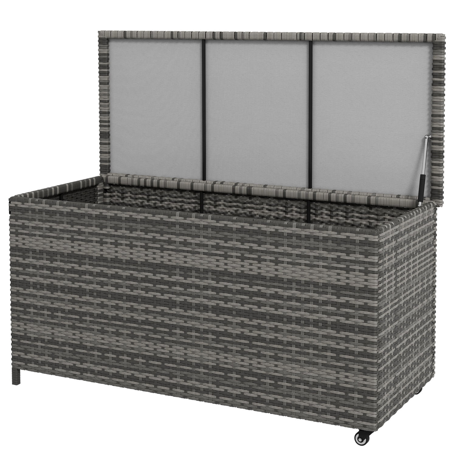Outsunny 83 Gallon Deck Box Large Outdoor Chest PE Wicker Trunk for ...