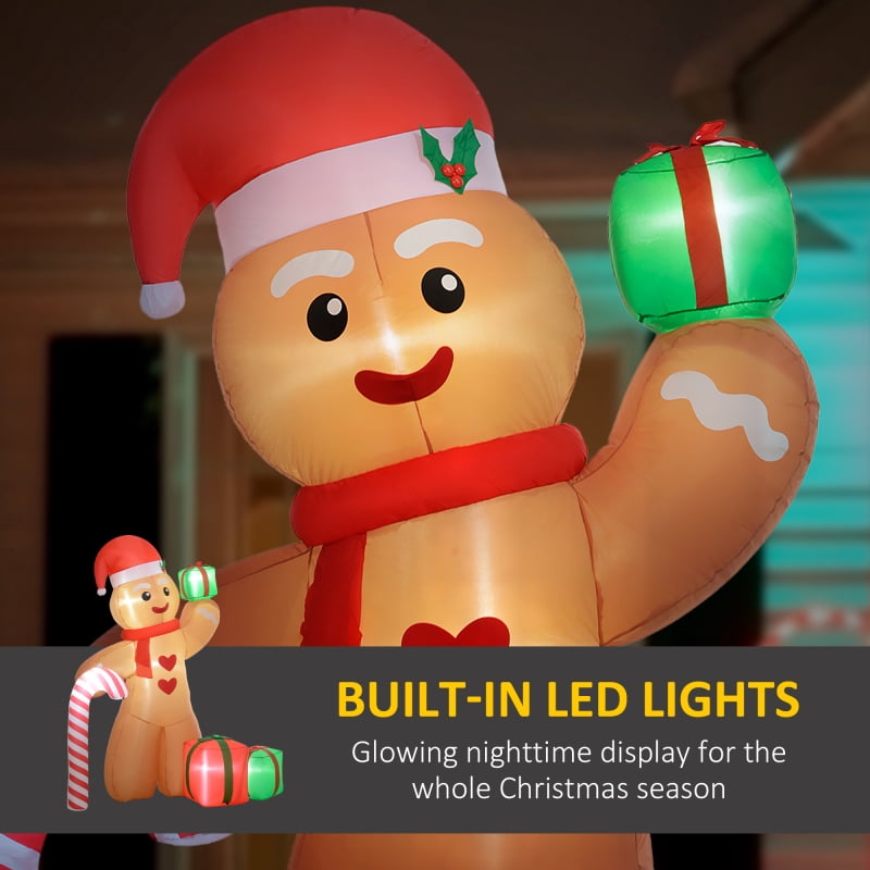Outsunny 8FT Christmas Inflatable Gingerbread Man, Giant Christmas ...