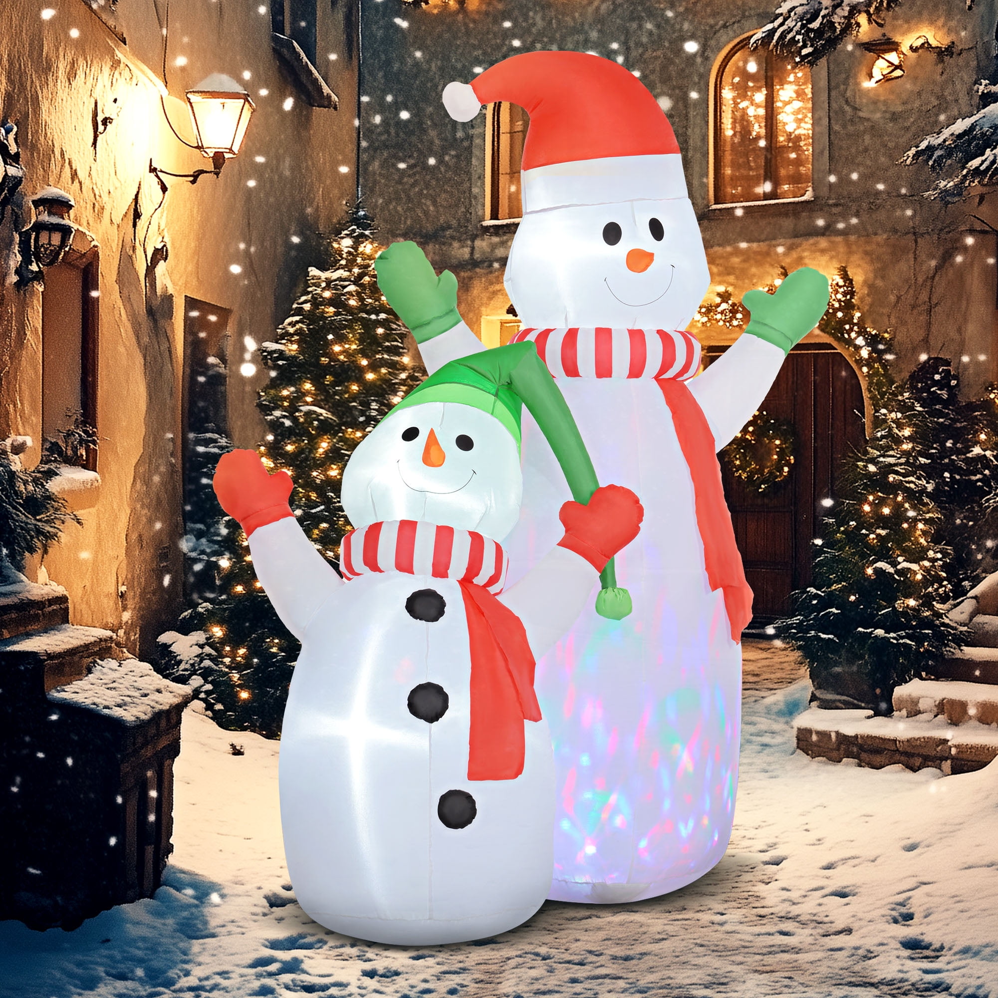 Outsunny 8FT Giant Christmas Inflatables Snowman, Huge Blow Up ...