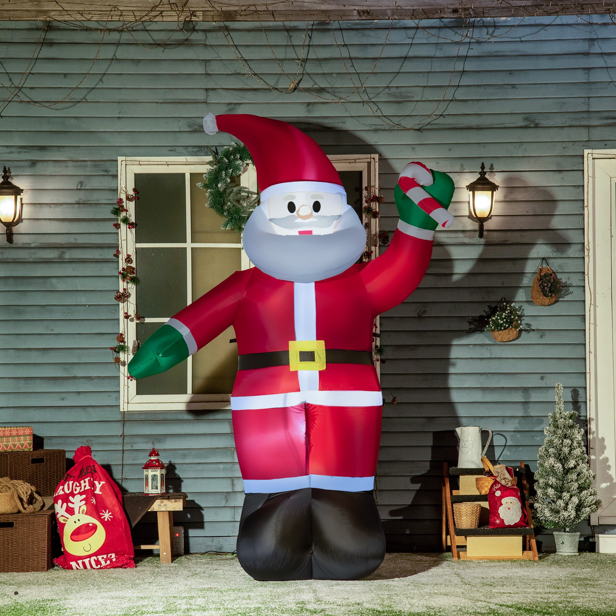 Outsunny 8ft Christmas Inflatables Outdoor Decorations Santa Claus