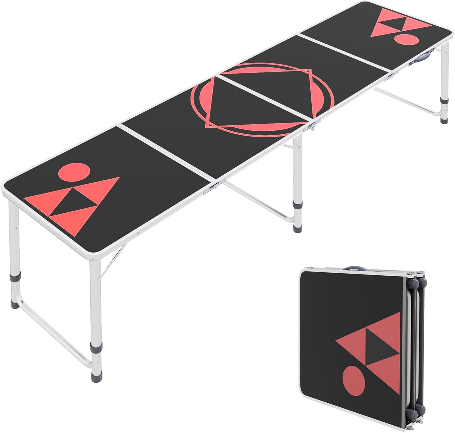 Outsunny 8ft Portable Beer Pong Table with Adjustable Legs, Folding ...