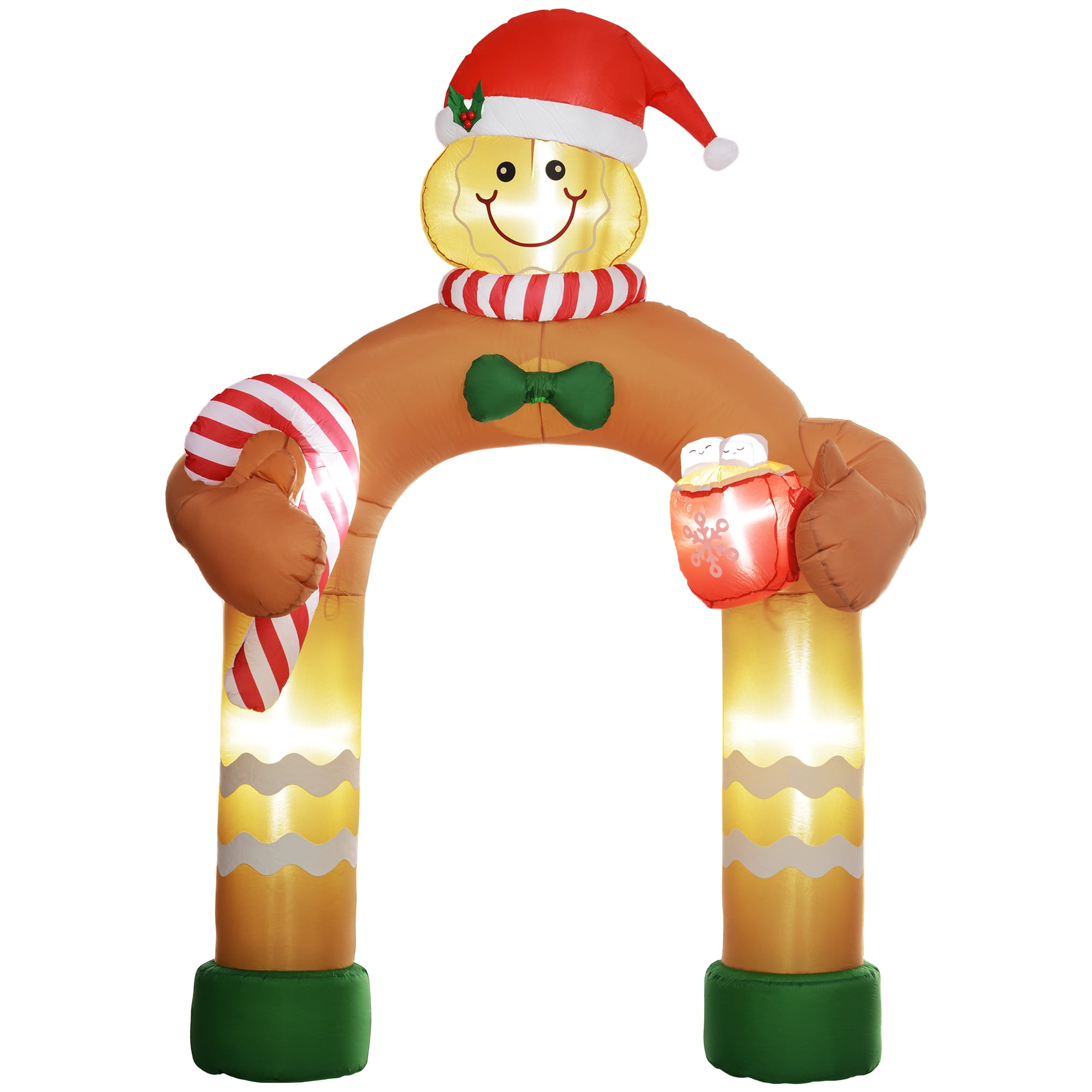Outsunny 9.2' Christmas Inflatables Gingerbread Man Arch with White LED ...