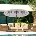 Outsunny 9.5' Double-sided Patio Umbrella Tilt Outdoor Umbrella, White ...